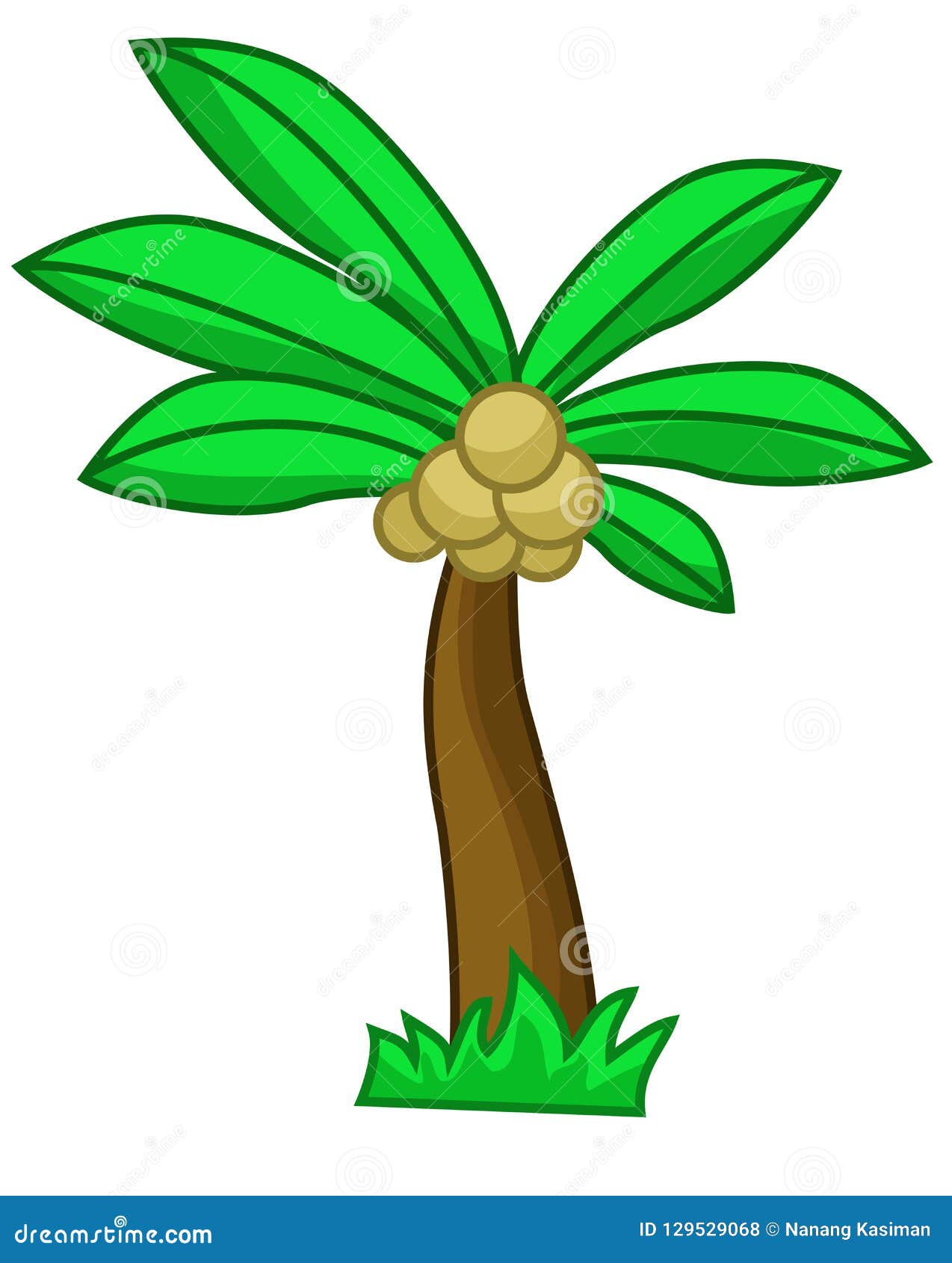 Coconut tree cartoon stock vector. Illustration of beach - 129529068