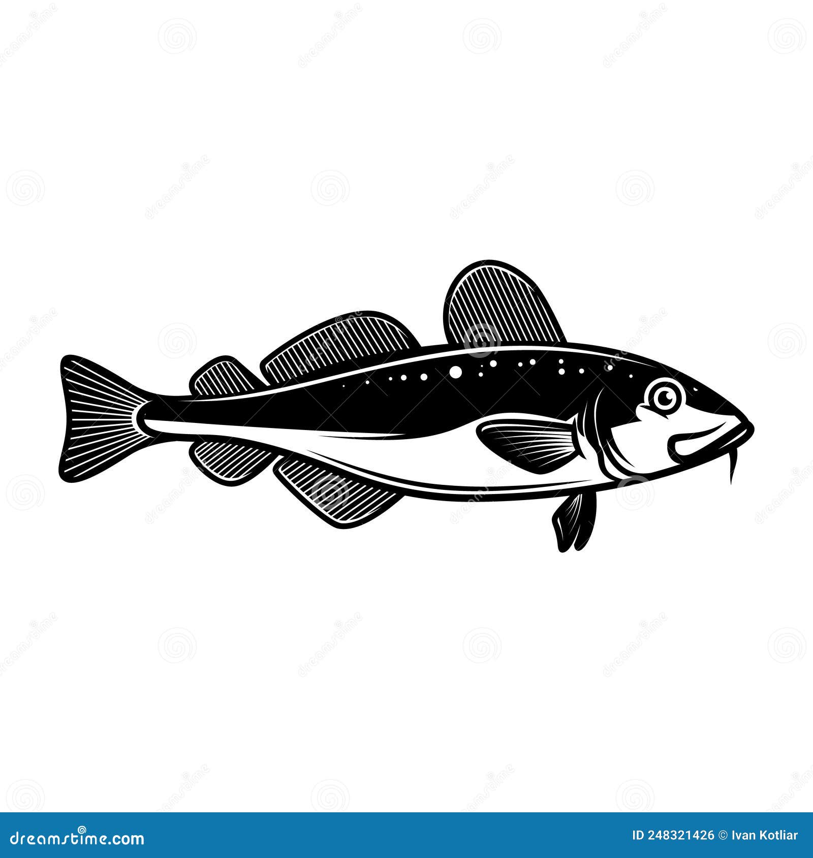 Illustration of Cod Fish. Design Element for Poster Card, Logo, Emblem ...