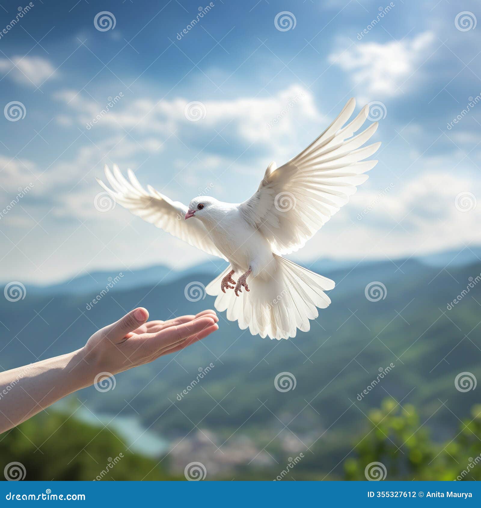 Illustration of Code Up Hand Releasing a White Pigeon on the Background ...
