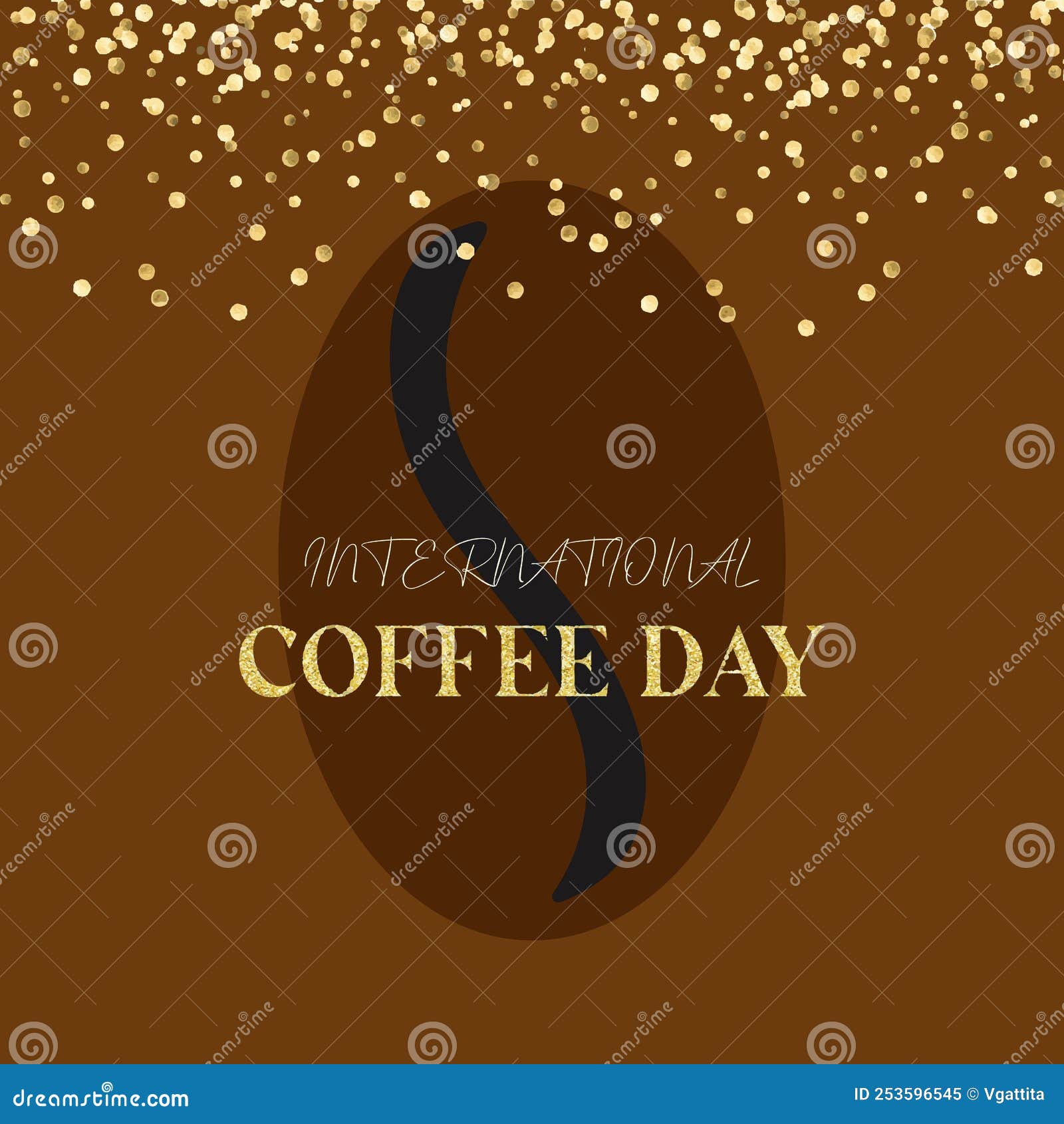 Illustration Coffee Grain on Brown Color with Text Coffee Day and with ...
