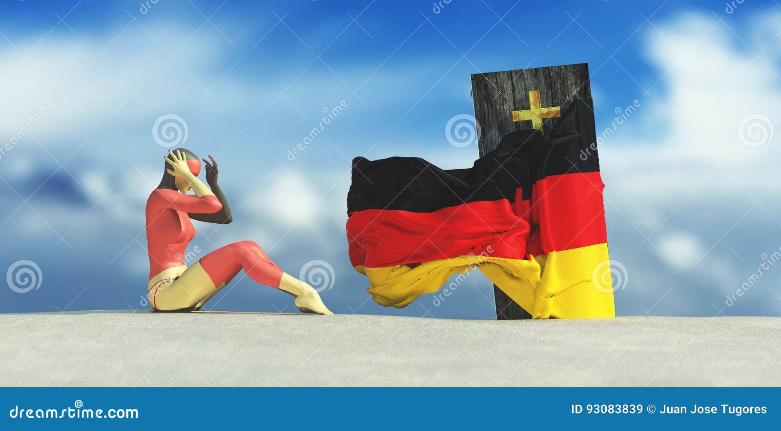 Illustration of Coffin with Flag and Woman Crying Stock Illustration ...