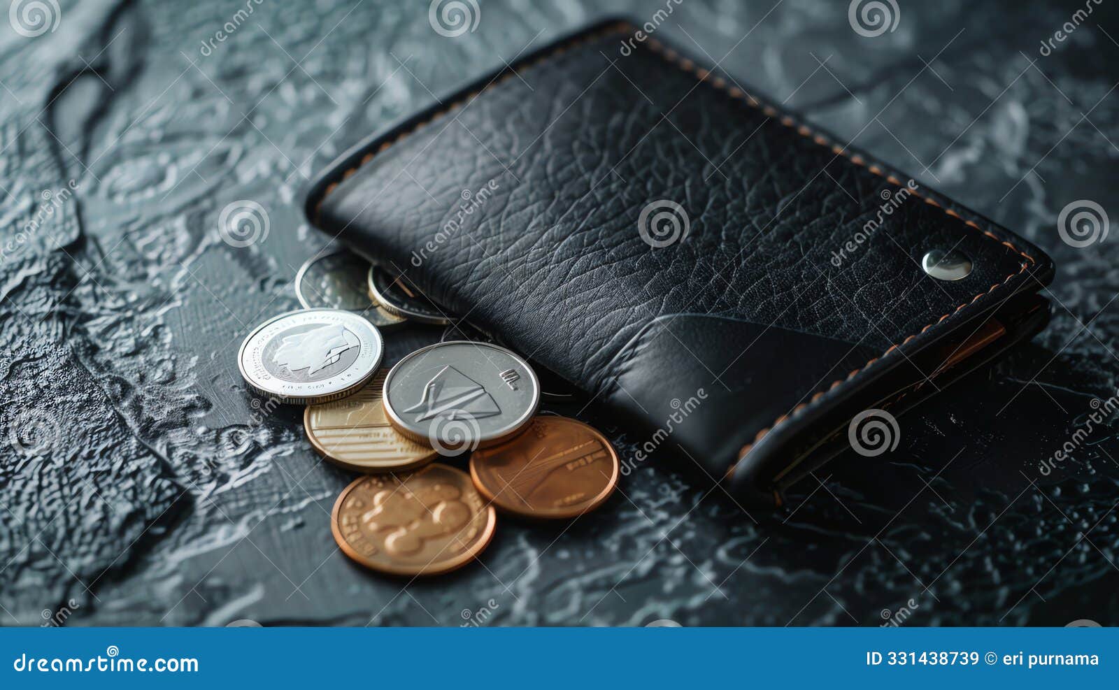 Illustration of Coins and Leather Wallets Stock Illustration ...