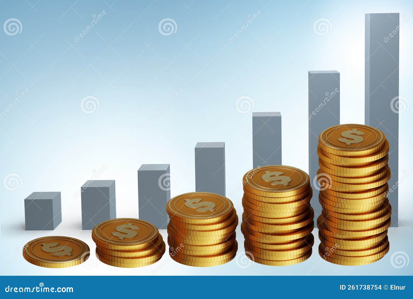 Illustration with Coins Showing Growth - 3d Rendering Stock ...
