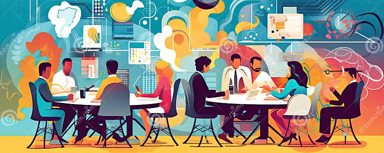 Illustration of a Collaborative Brainstorming Session with Creative ...