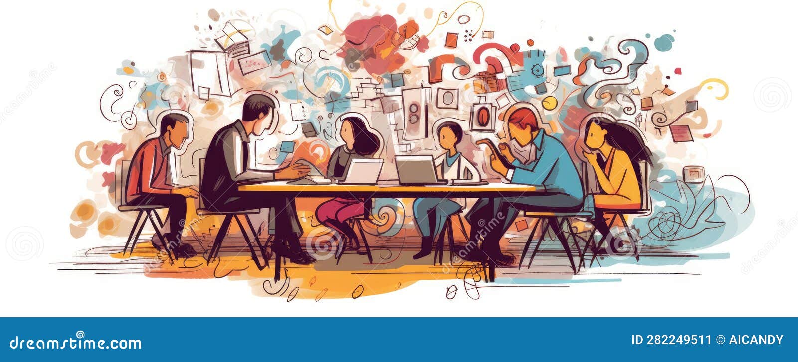 Illustration of a Collaborative Brainstorming Session with Creative ...