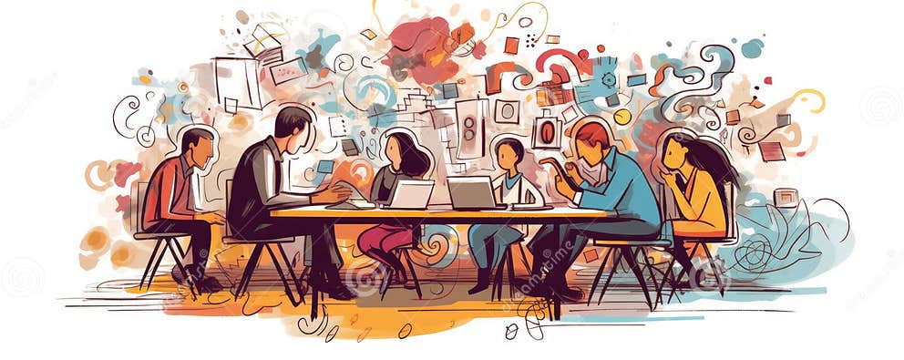 Illustration of a Collaborative Brainstorming Session with Creative ...