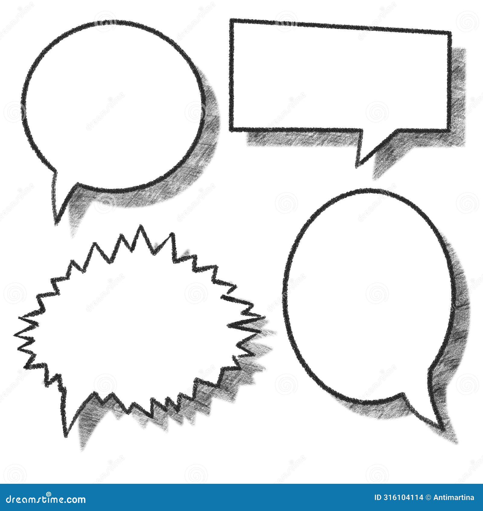 Illustration of a Collection of Comic Style Speech Bubbles Drawn in ...