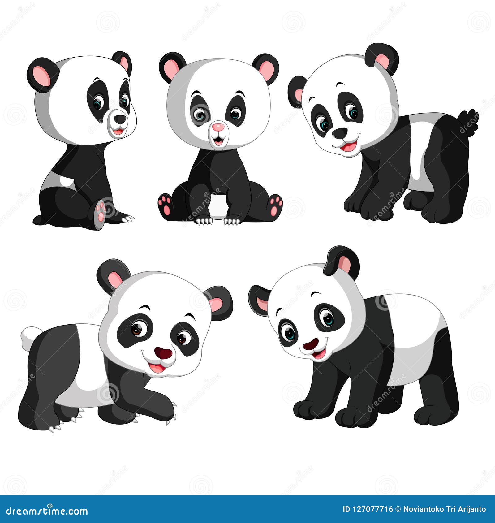 The Collection of the Cute Panda with Different Posing Stock Vector ...