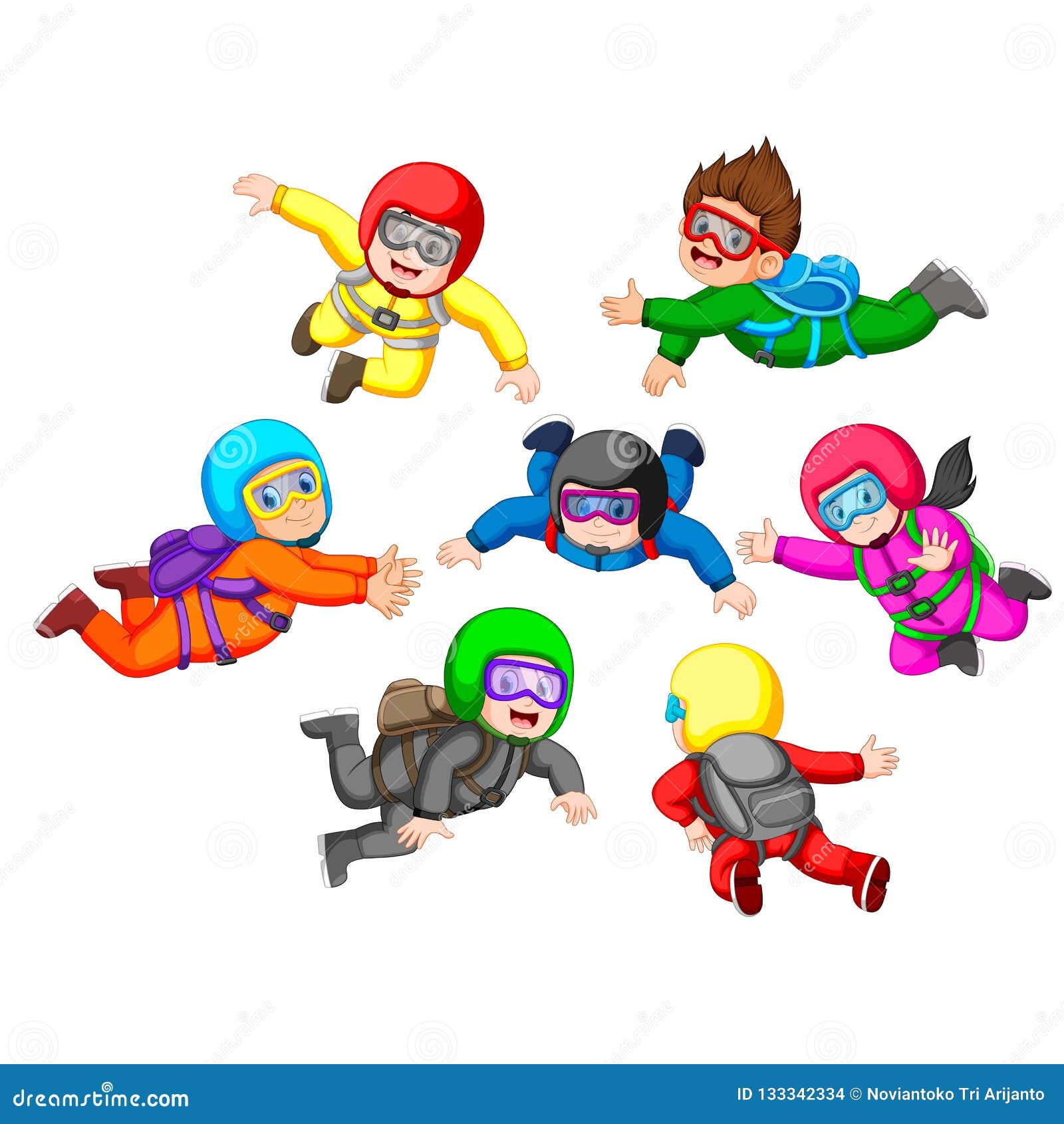 Collection of Skydiving with Different Position Stock Vector ...