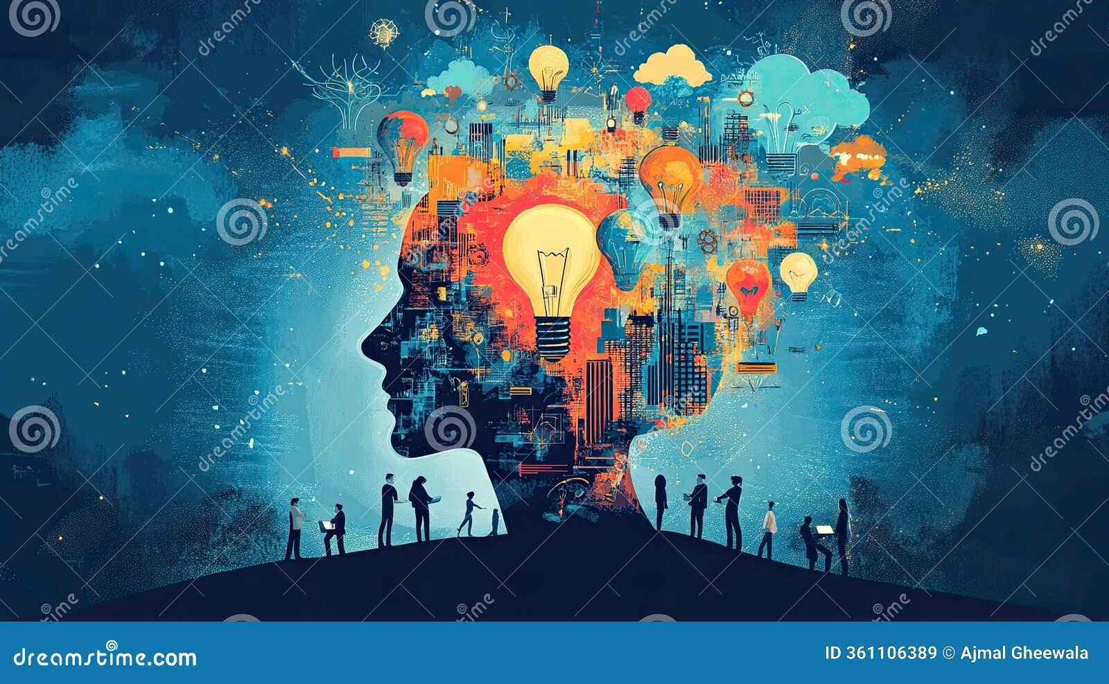 Illustration of Collective Mind, Imagination, and Creative Mind ...