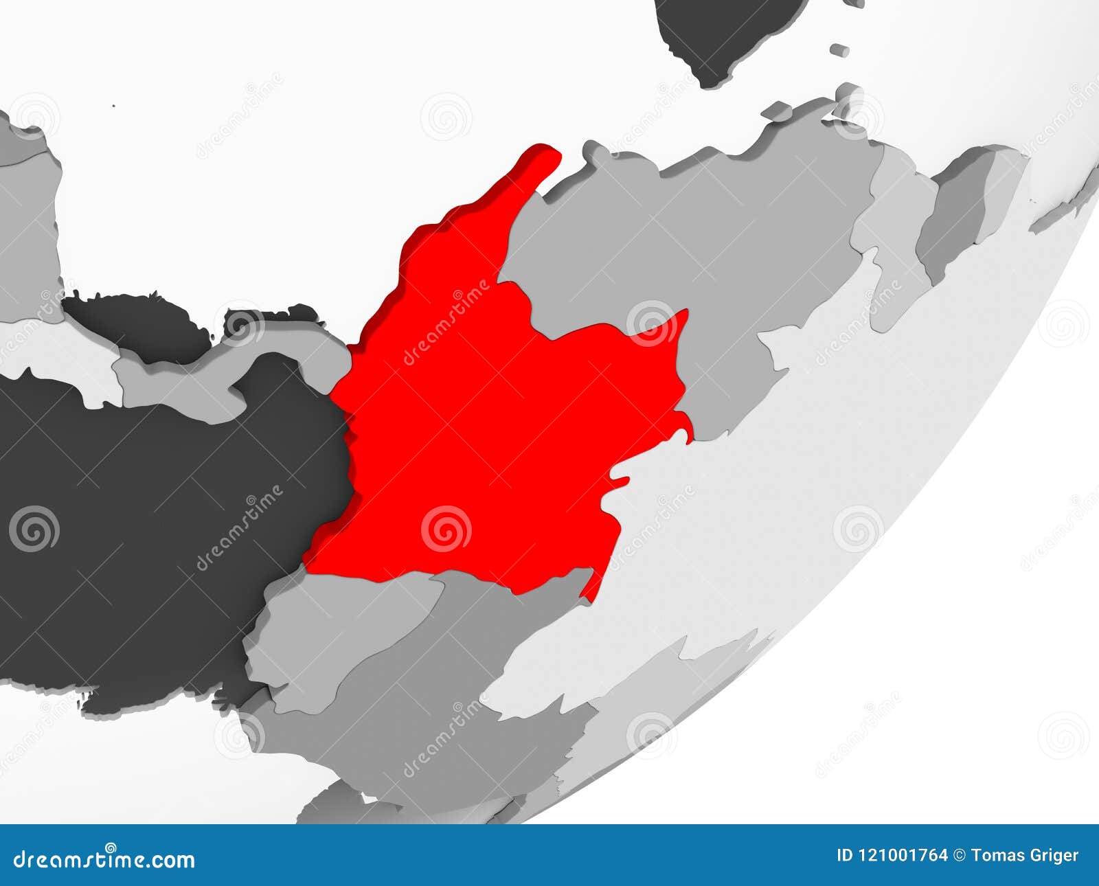 Colombia in Red on Grey Map Stock Illustration - Illustration of ...