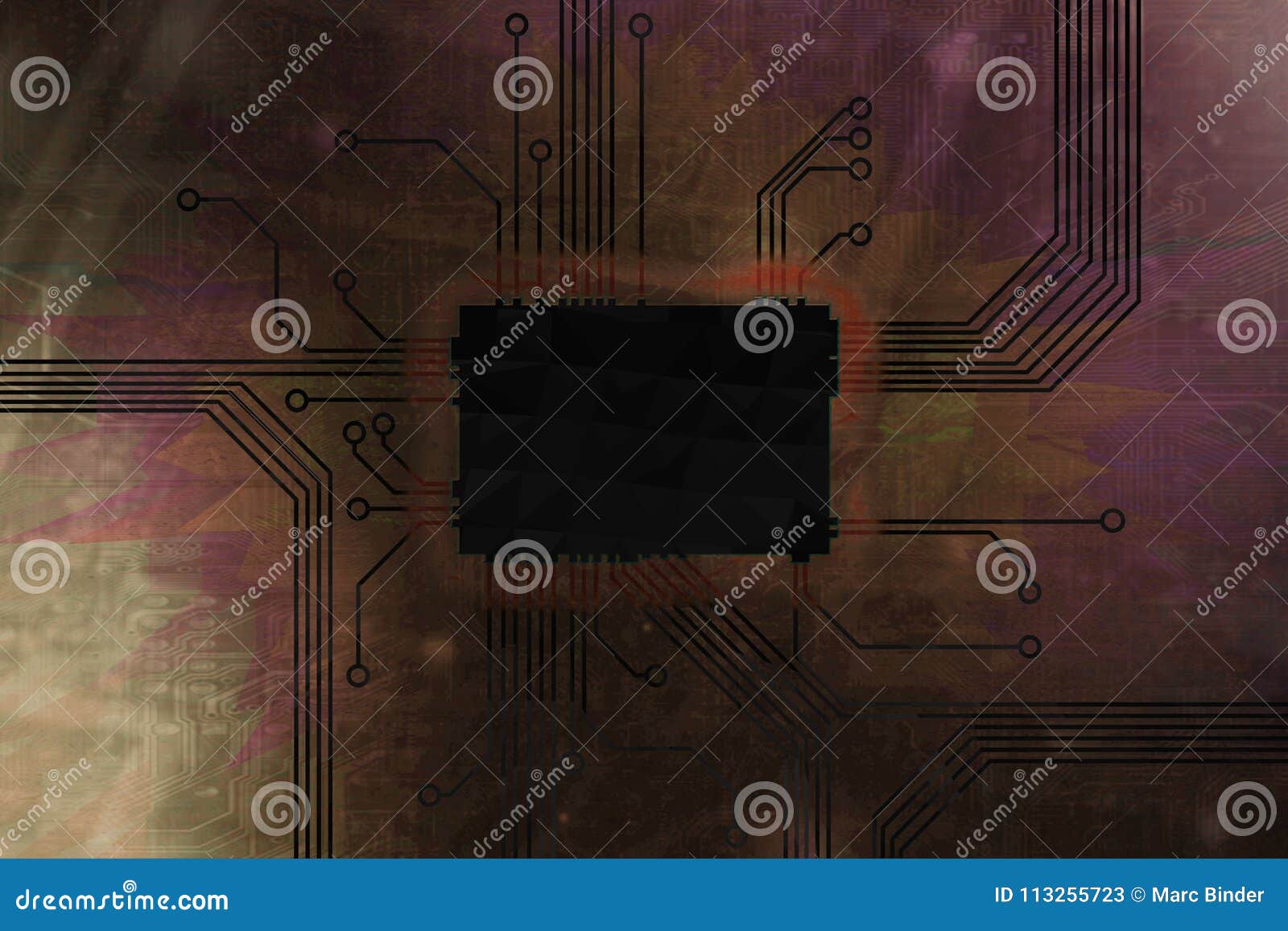 Colored Digital Computer Chip Core Stock Illustration - Illustration of ...