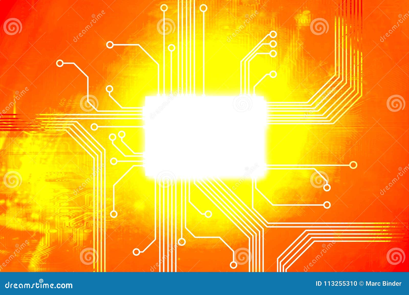 Bright Orange Colored Digital Computer Chip Core Stock Illustration ...