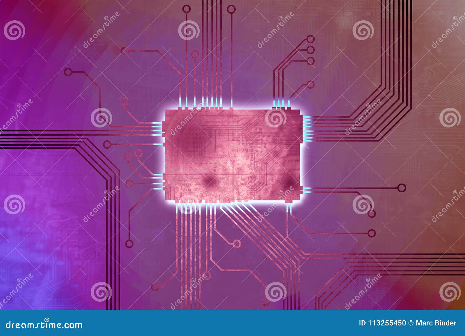 Pink Colored Digital Computer Chip Core Stock Illustration ...