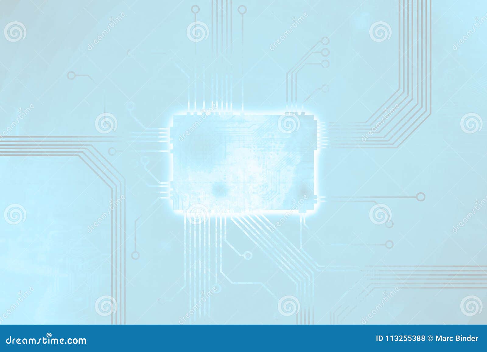 Soft Blue Colored Digital Computer Chip Core Stock Illustration ...