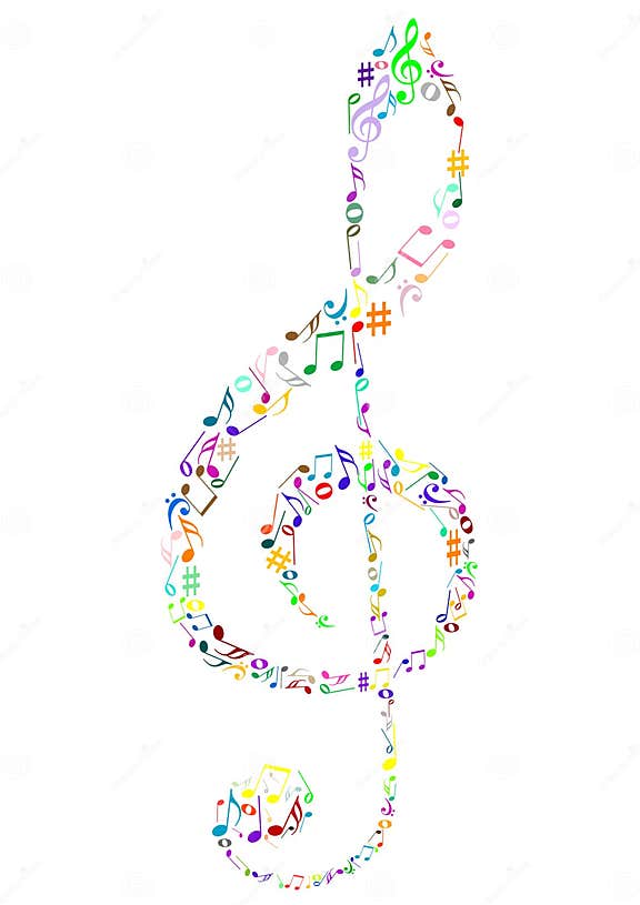 Illustration of a Colored G Clef with Music Notes Stock Vector ...