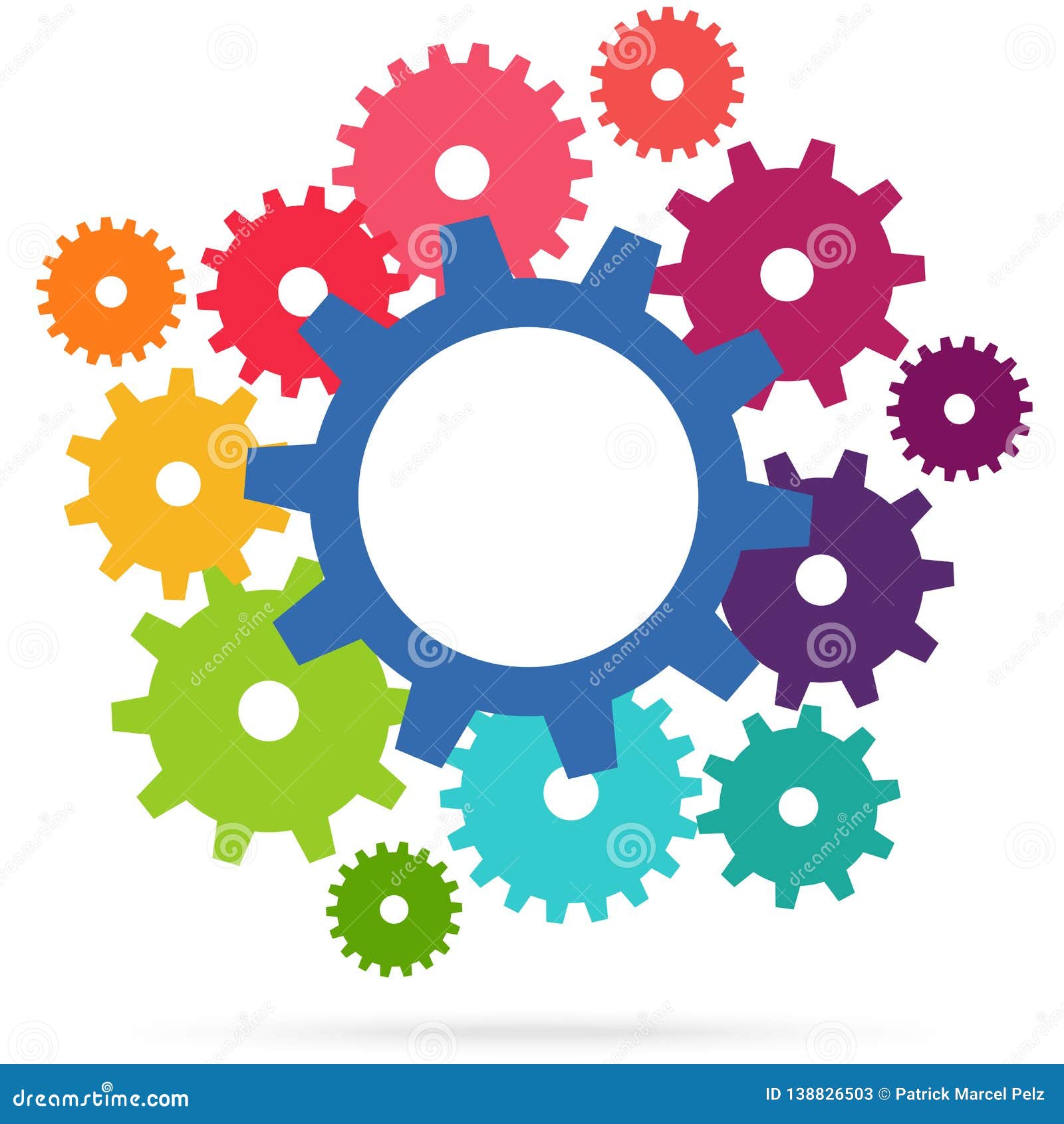 Colored teamwork gears stock vector. Illustration of solution - 138826503