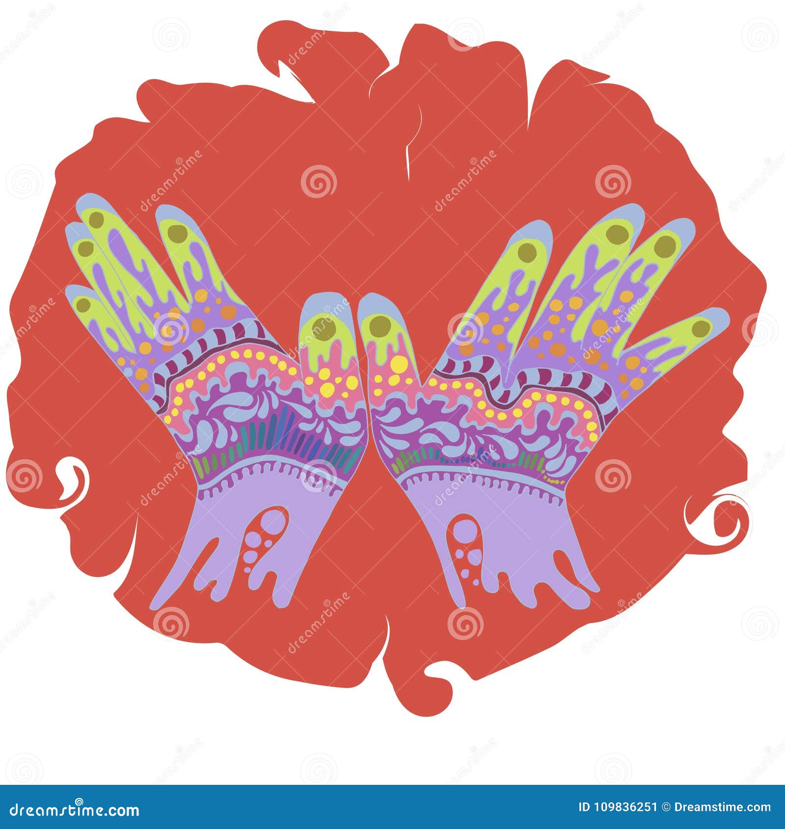 Colored hands stock vector. Illustration of bright, paints - 109836251