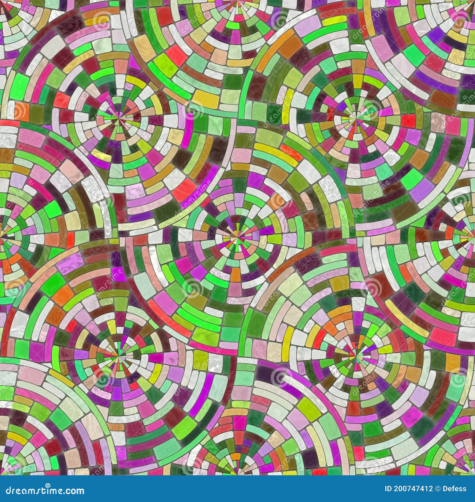Illustration of Colored Mosaic Tiles with Circular Patterns. Stock ...