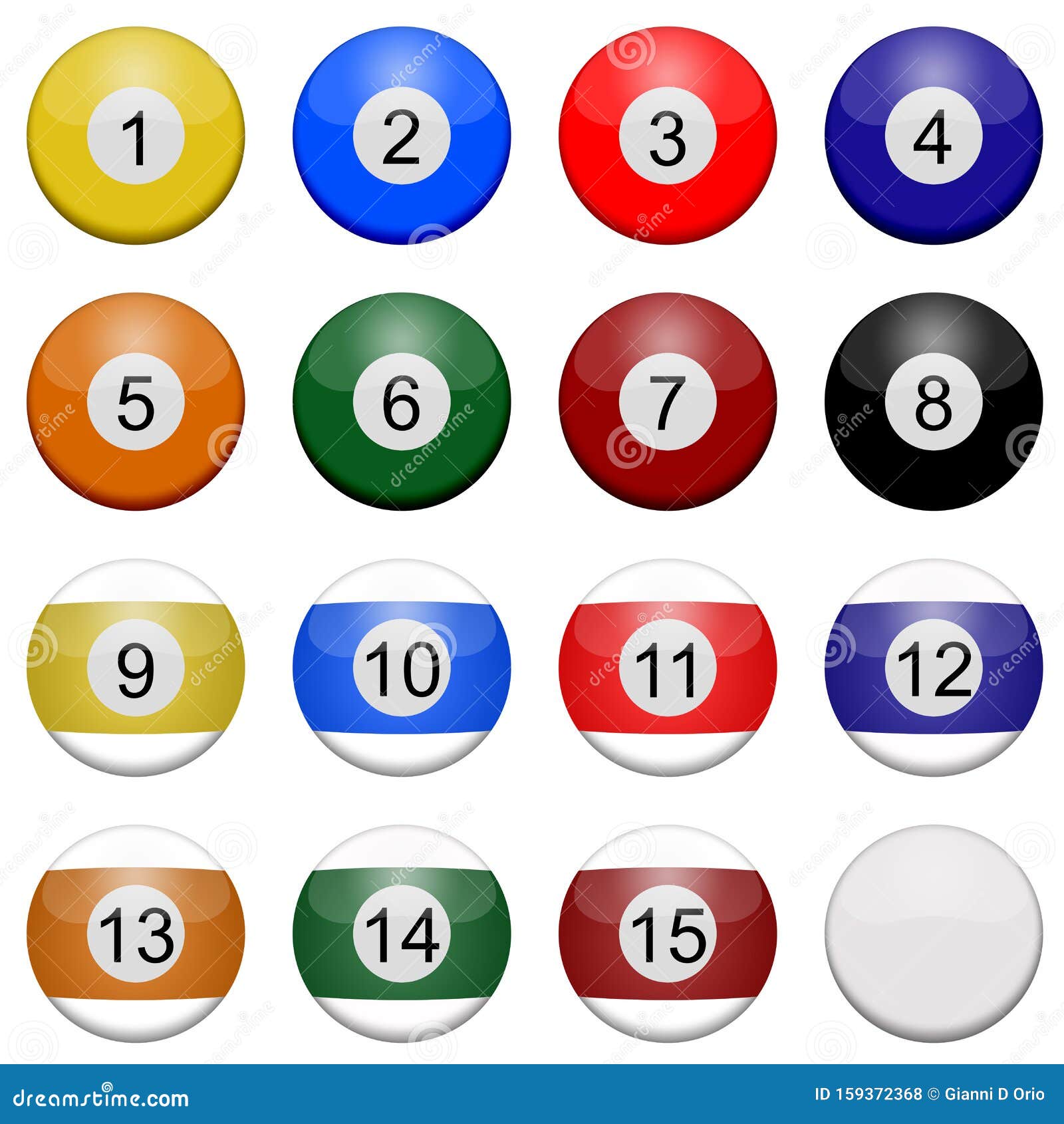 Illustration of Colored and Numbered Billiard Balls Stock Illustration ...