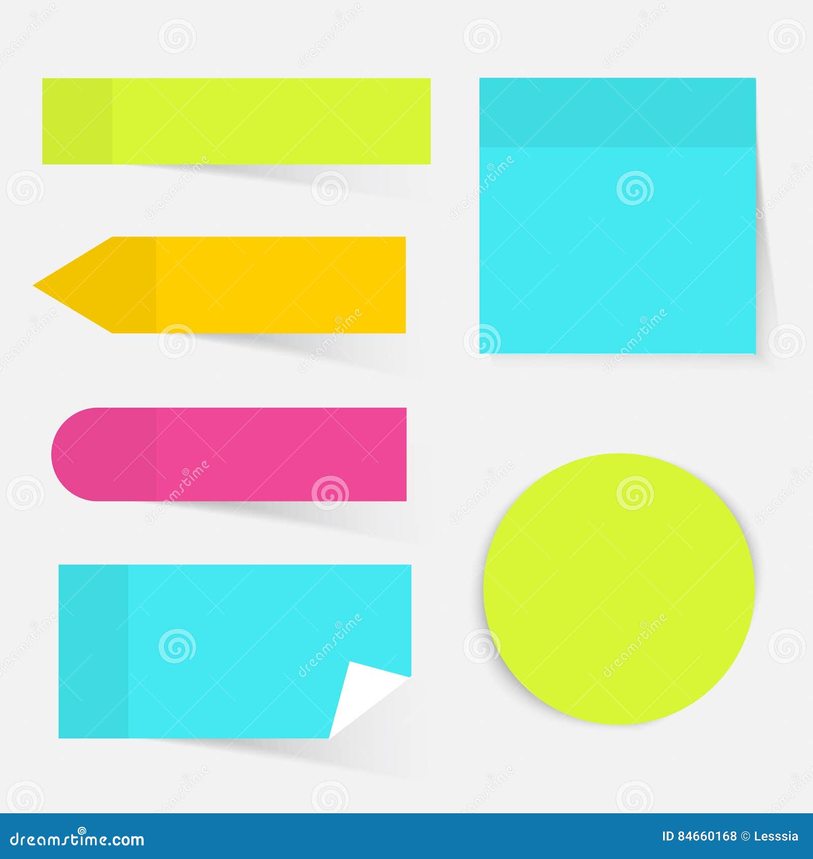 Illustration of a Colored Set of Sticky Notes. Flat Design Modern ...