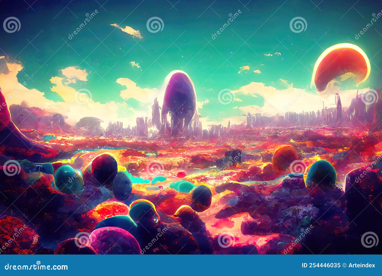 Colorful Alien World Outer Space Martian Planet Stock Illustration