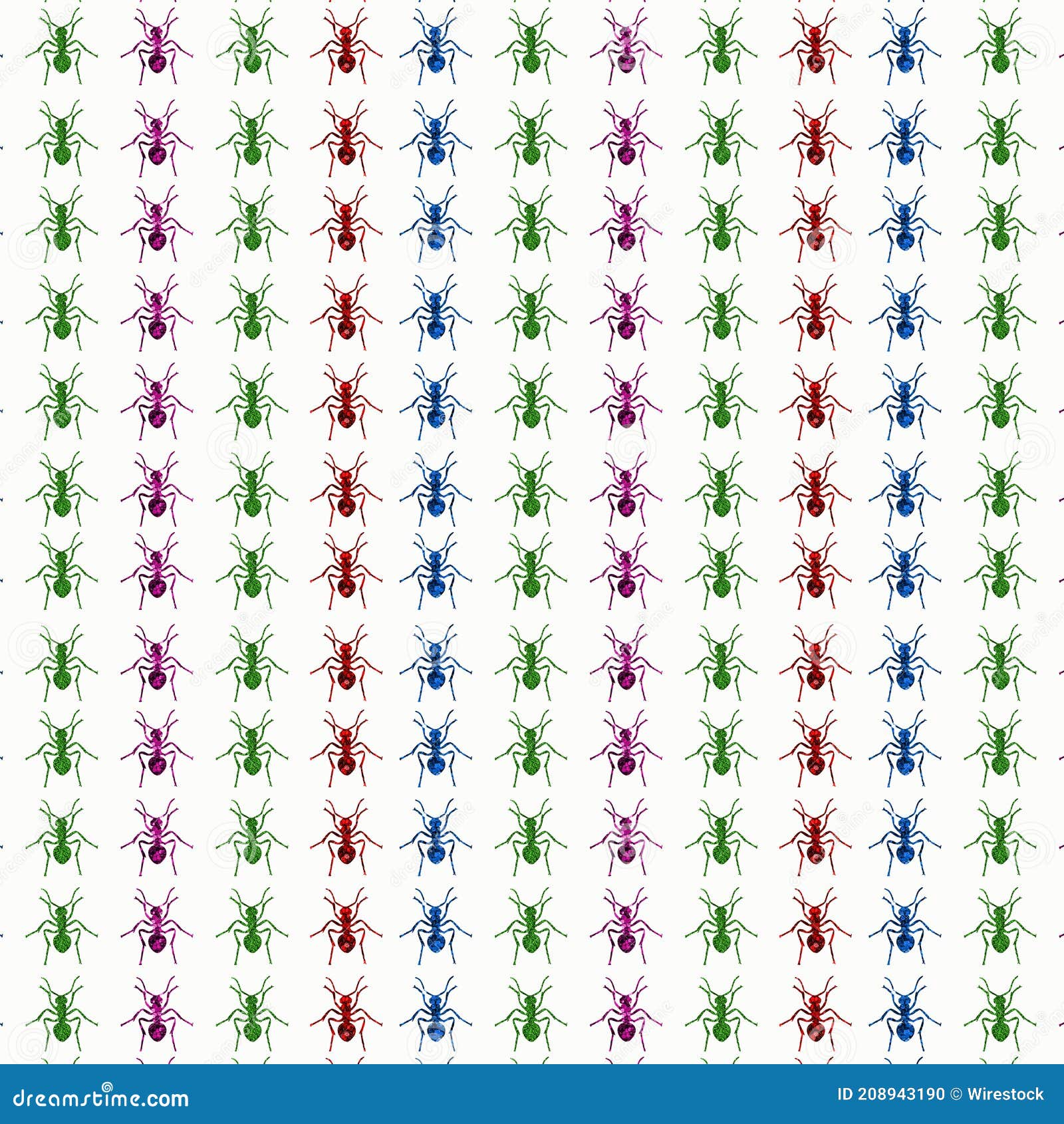 Illustration of Colorful Ant Patterns on a White Background Stock ...