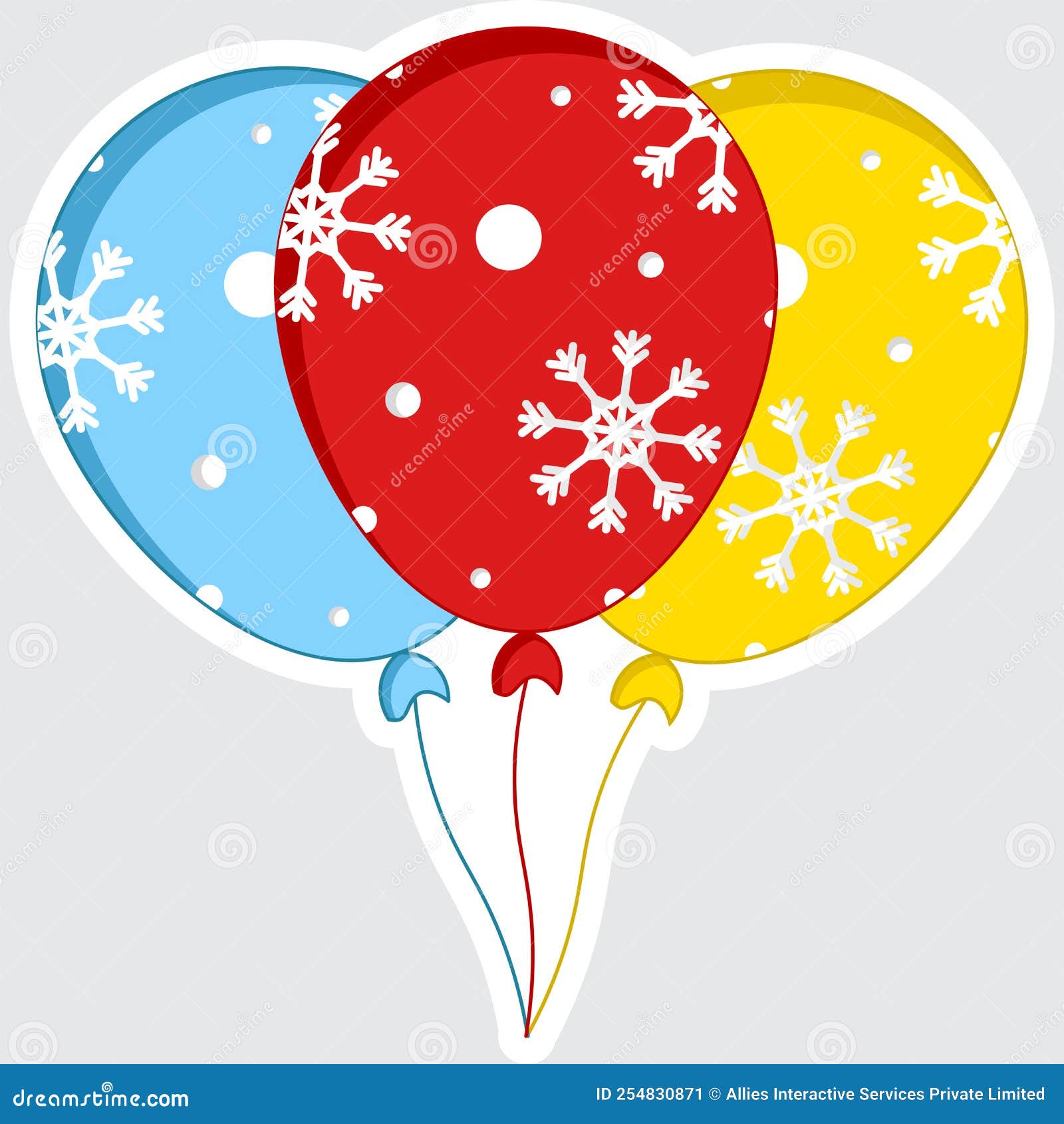 Illustration of Colorful Balloons in Sticker Style on White Stock ...
