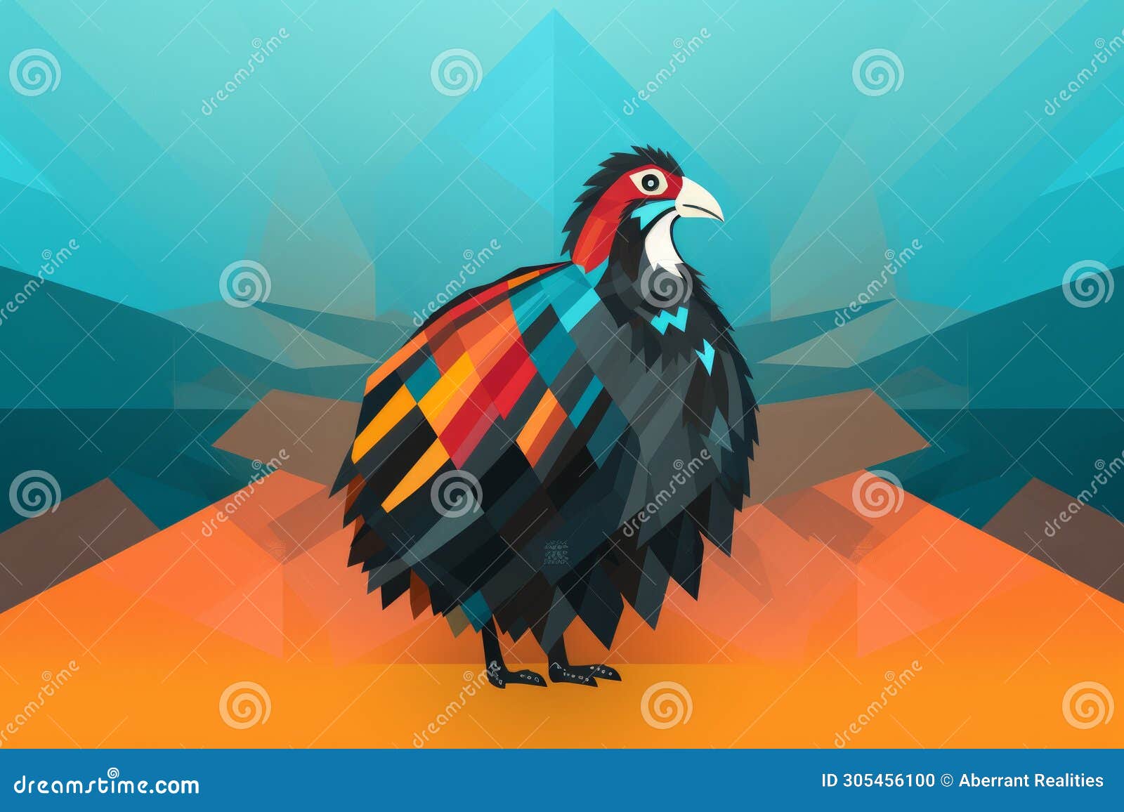 An Illustration of a Colorful Bird on an Abstract Background Stock ...