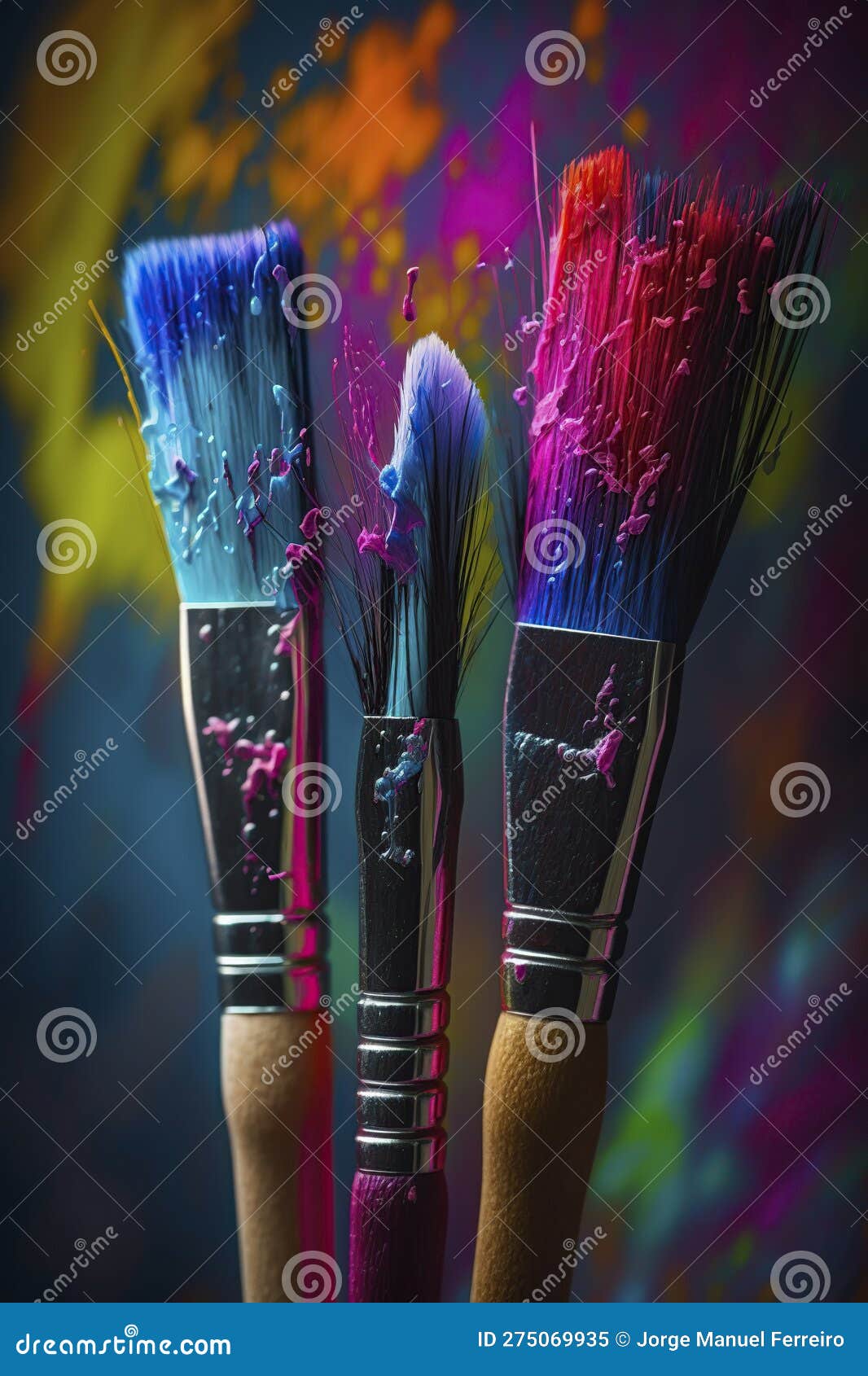 Illustration, Colorful Brushes, Generative Ai Stock Illustration - Illustration of female ...