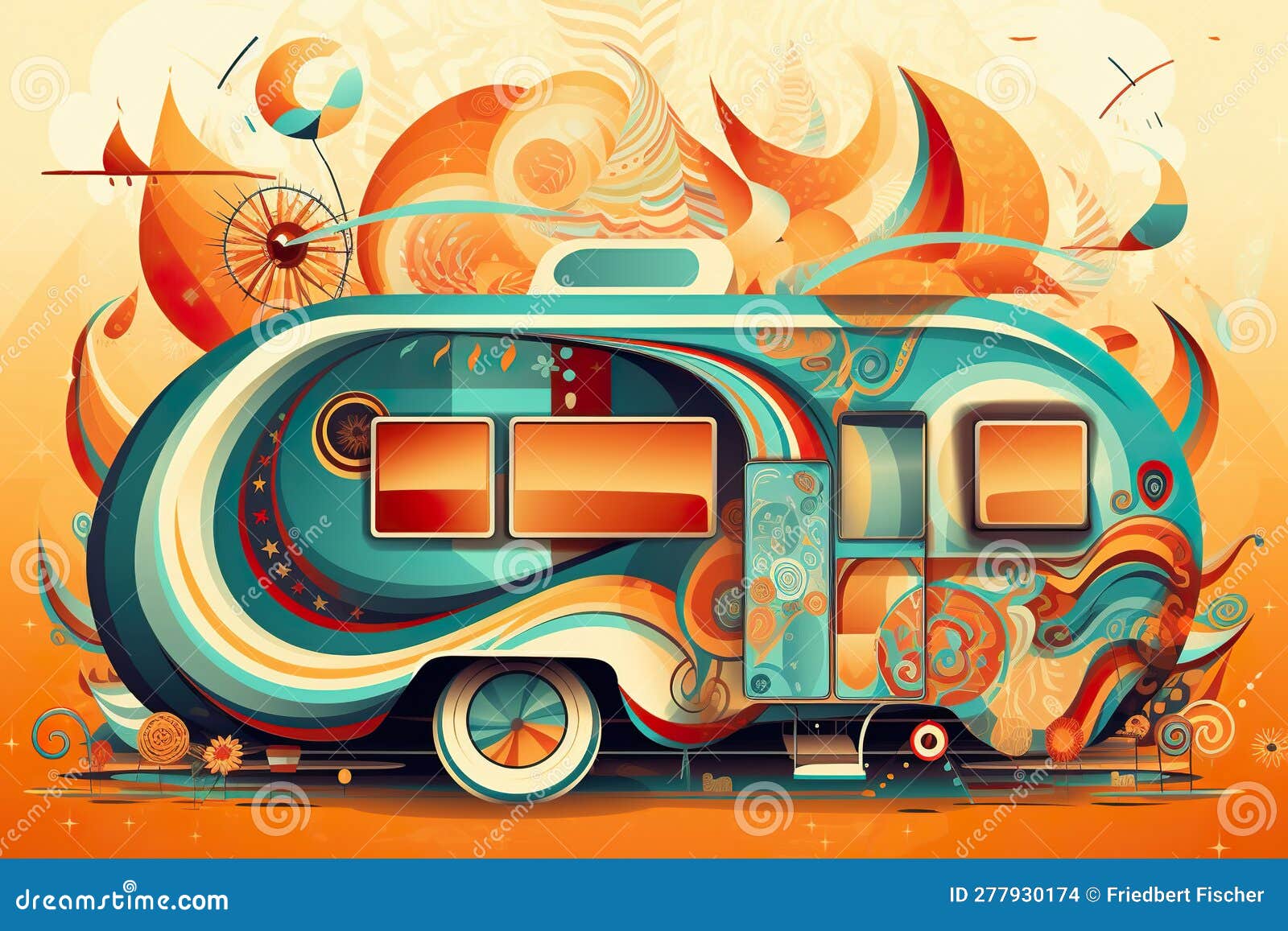 An Illustration of a Colorful Camper Trailer. Generative AI Image ...