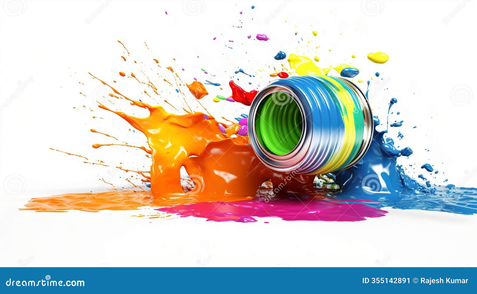 Illustration of a Colorful Can of Paint is Being Sprayed with Pain ...