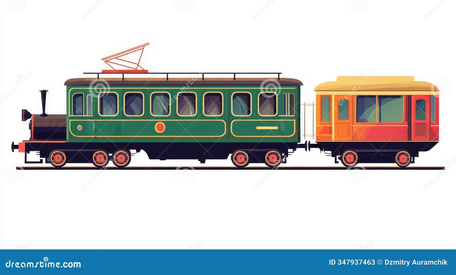 Illustration of a Colorful Cartoon Train in Side View on a White ...