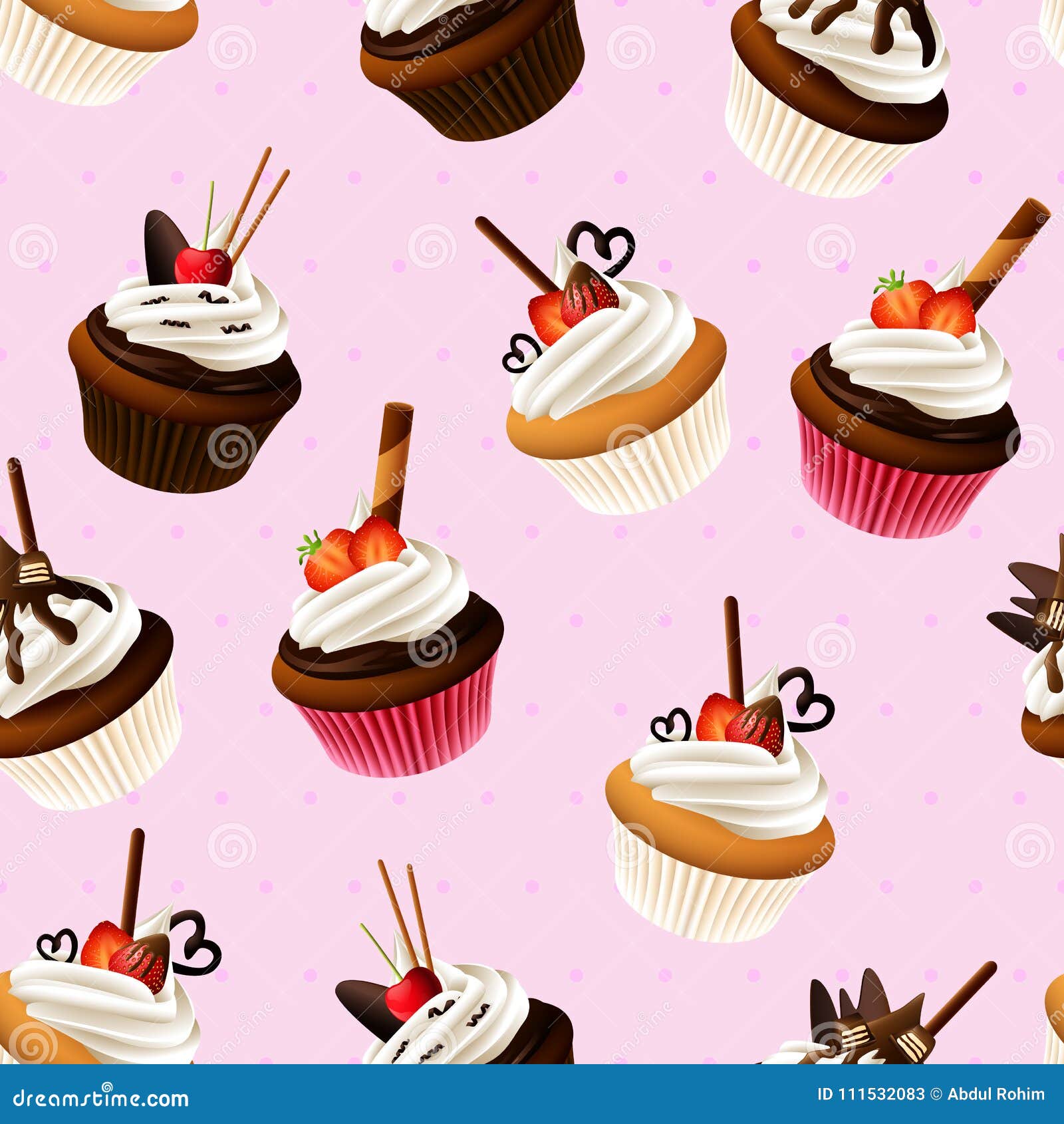 Colorful Cupcake Background Stock Vector - Illustration of cute, pink ...