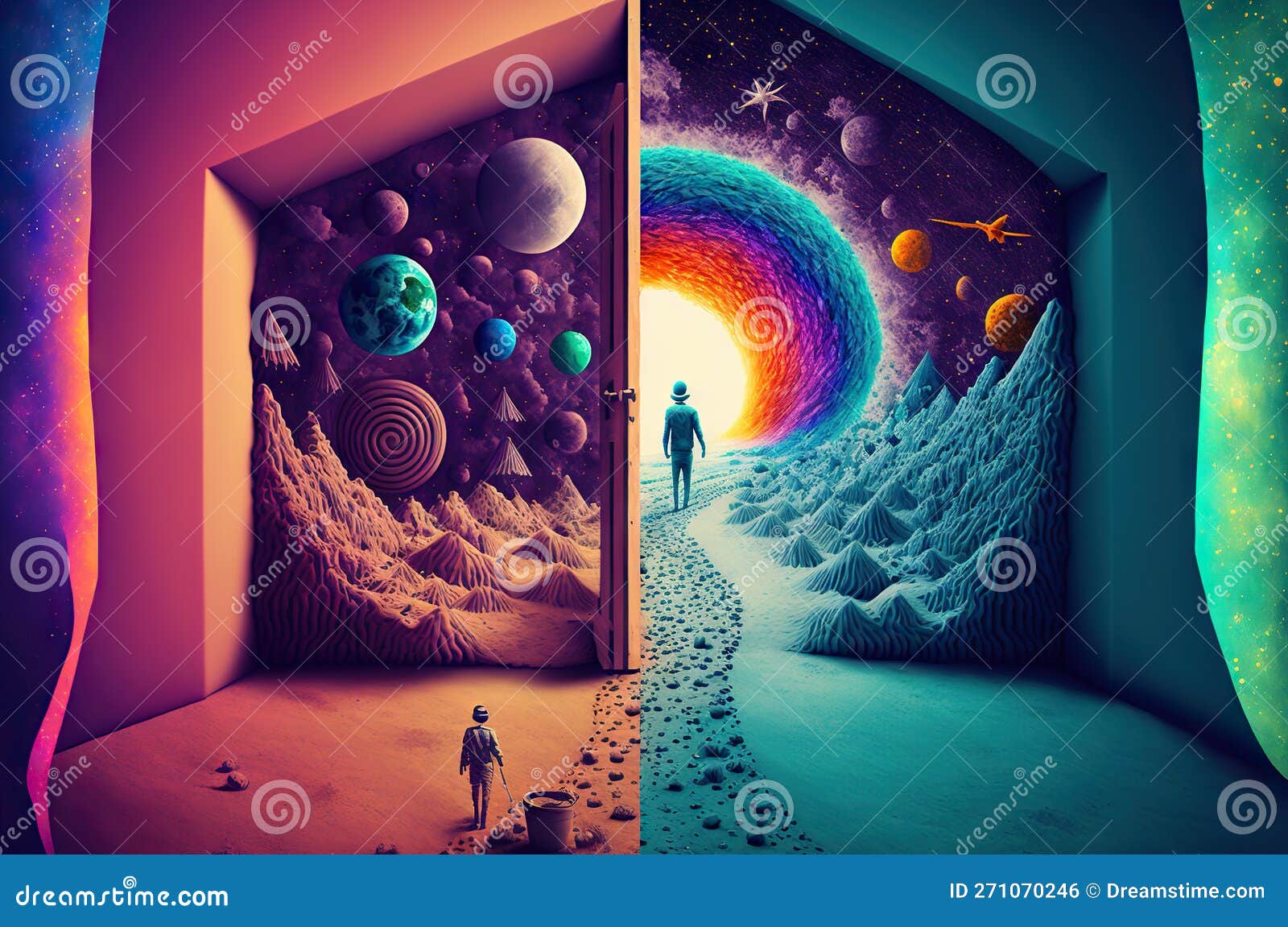 Illustration of a Colorful Dream with Magic Landscape Stock ...