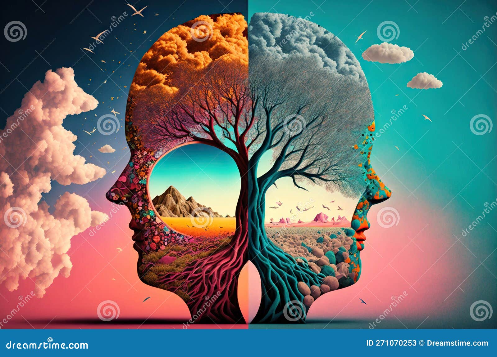 Illustration of a Colorful Dream with Magic Landscape Stock ...