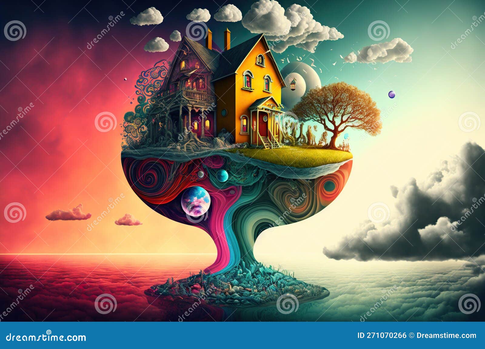 Illustration of a Colorful Dream with Magic Landscape Stock ...