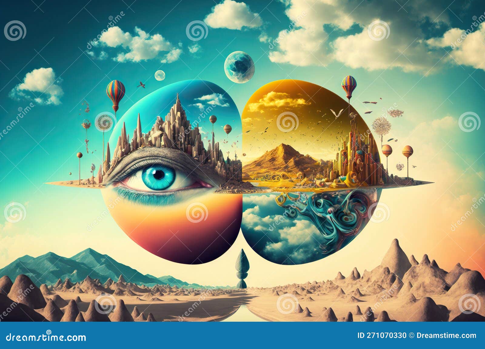 Illustration of a Colorful Dream with Magic Landscape Stock ...