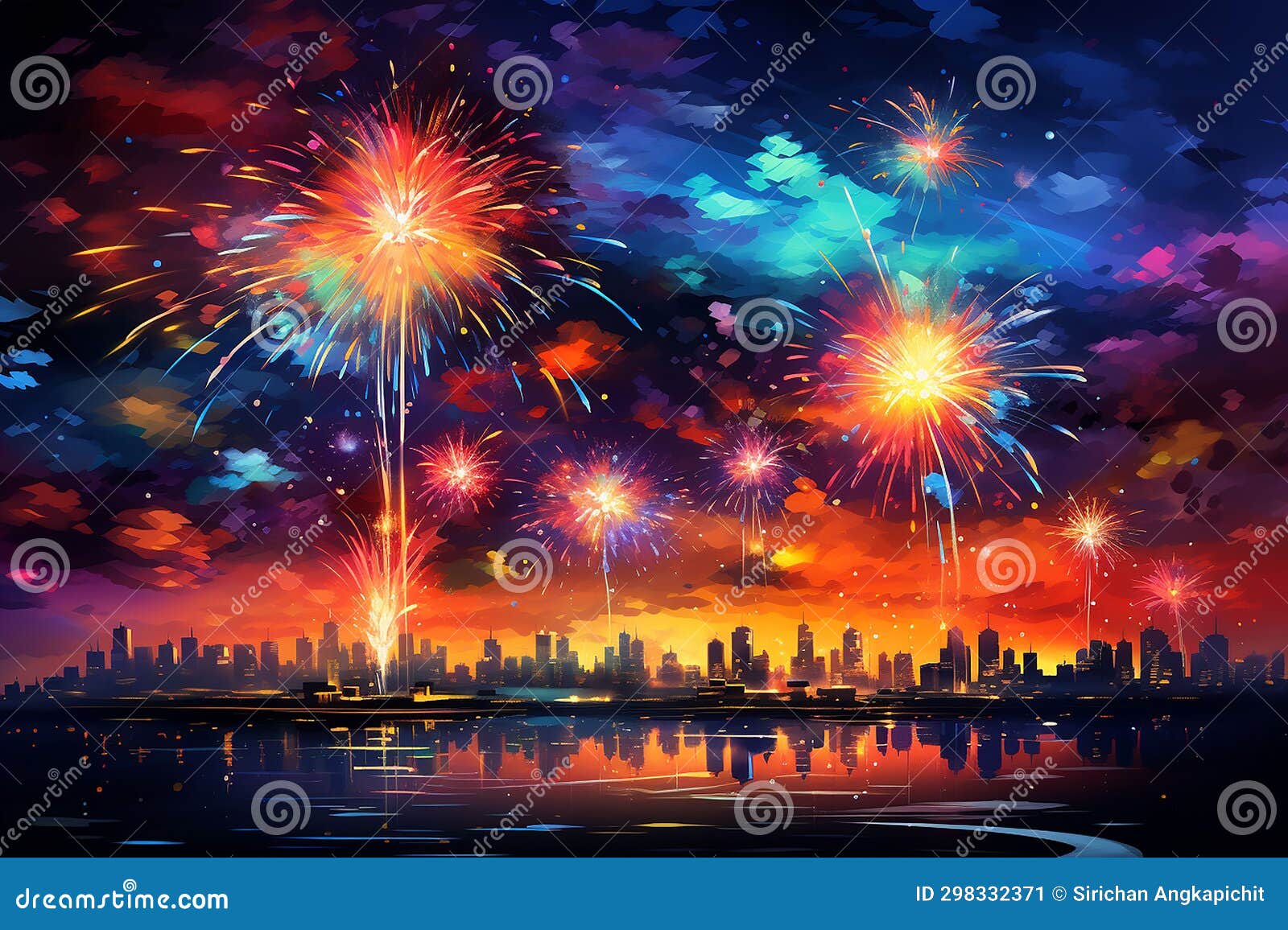 Illustration of Colorful Firework Background Stock Illustration ...