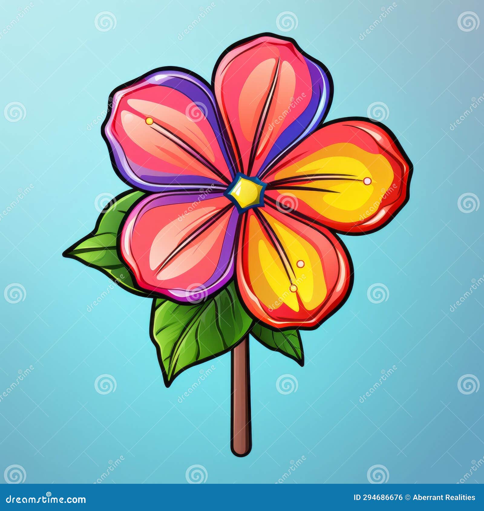 An Illustration of a Colorful Flower on a Stick Stock Illustration ...