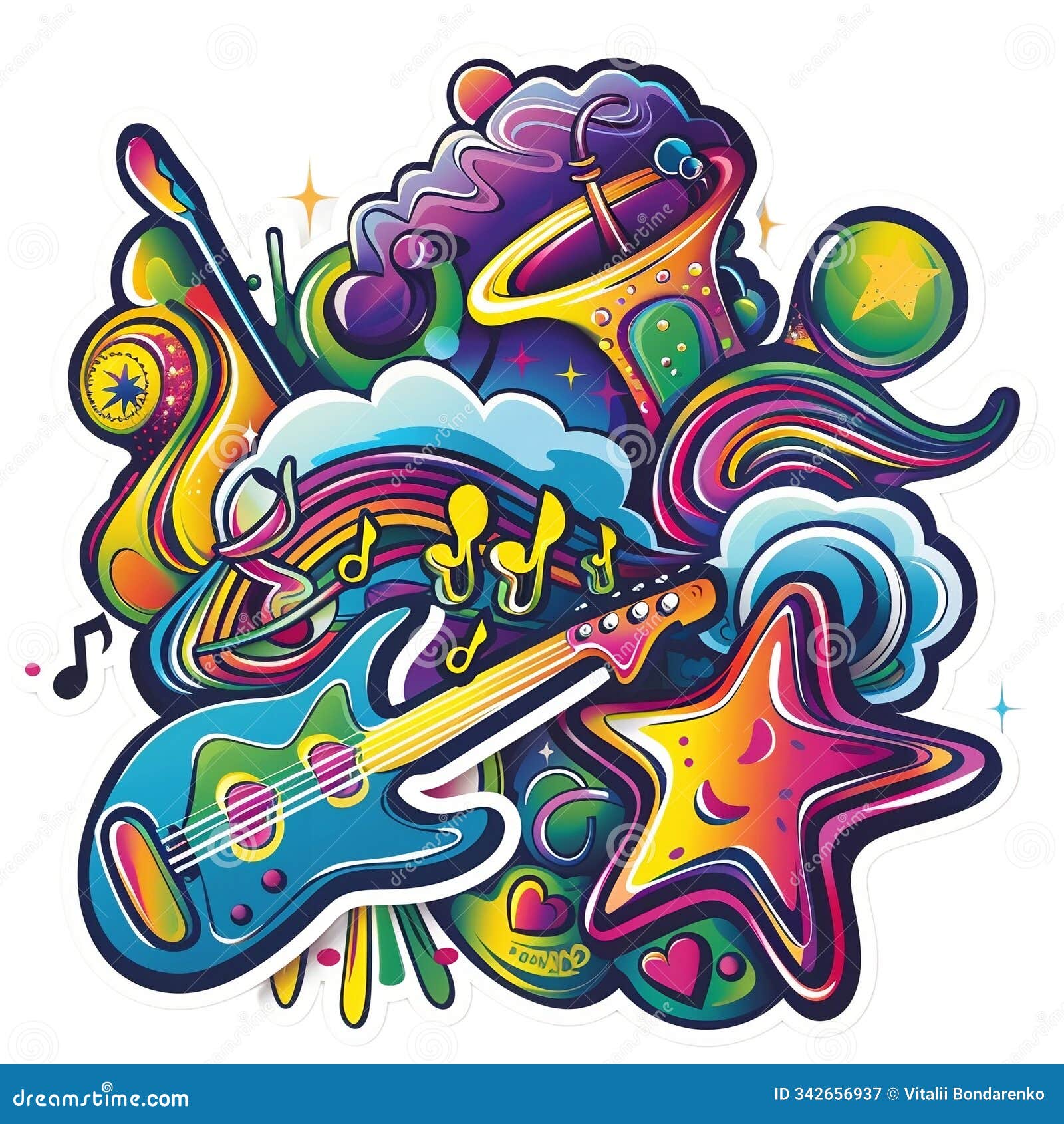 Illustration of Colorful Hand Drawn Music Doodles Elements and Objects ...