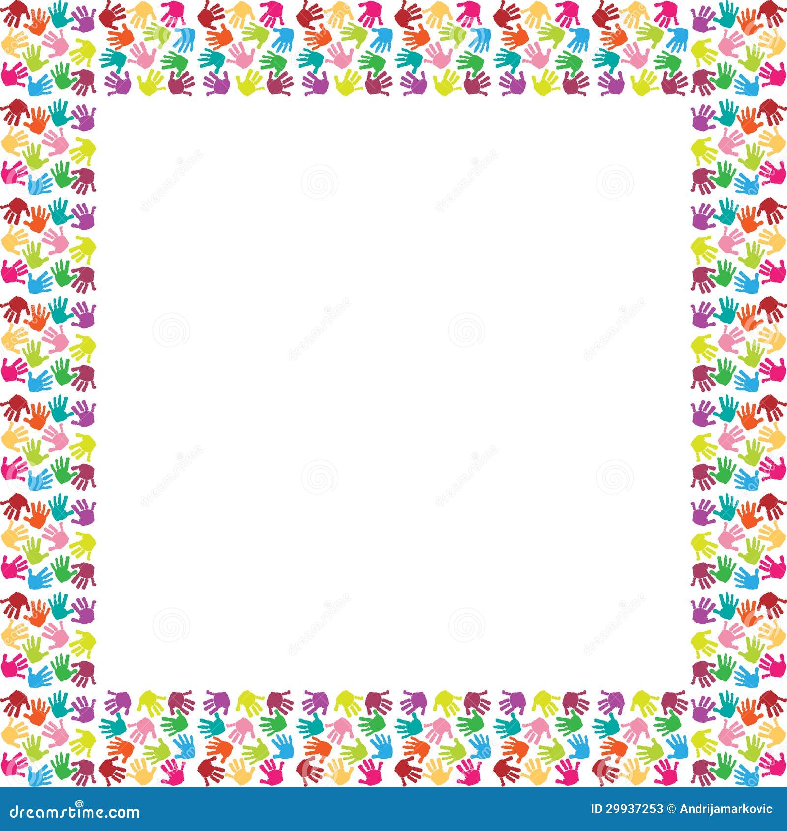 Frame of colorful hands stock vector. Illustration of childhood - 29937253