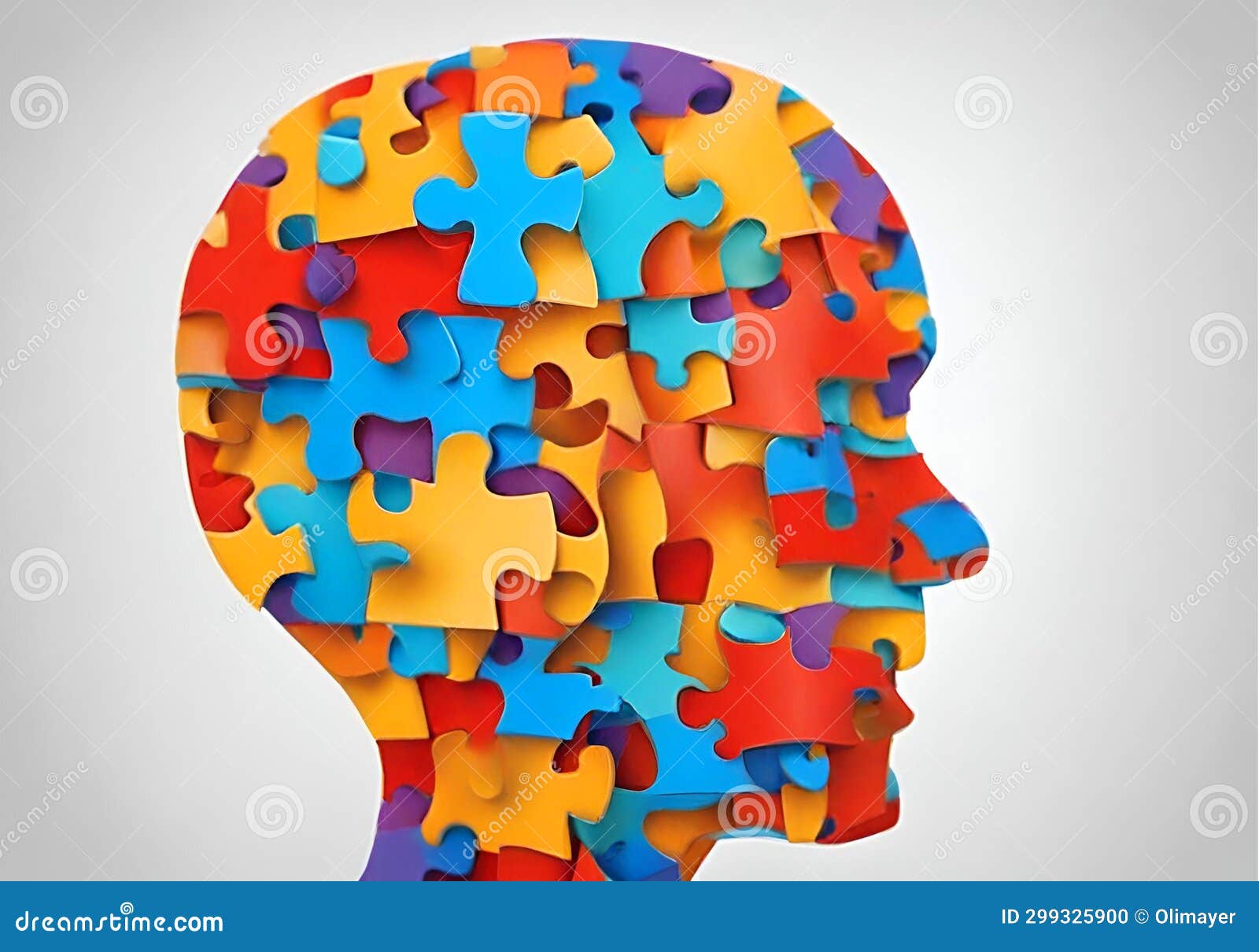 Illustration of a Colorful Head Full of Puzzles. Stock Illustration ...