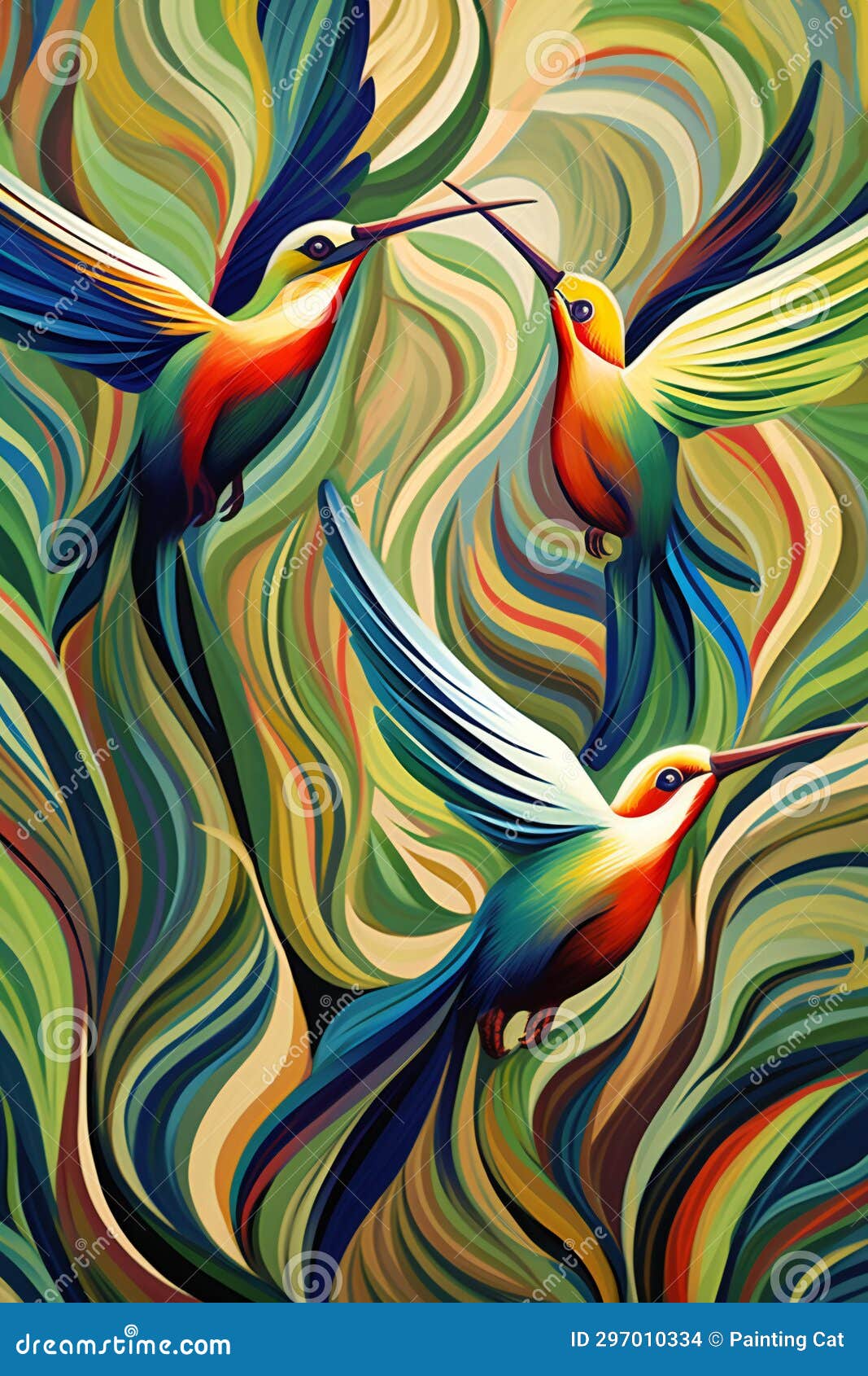 Illustration of a Colorful Hummingbird on Abstract Background Stock ...