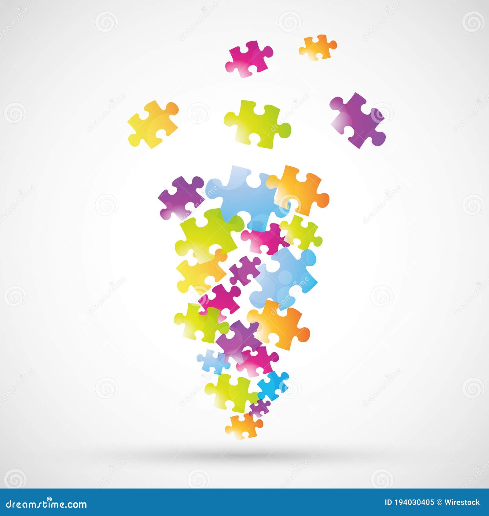 Illustration of Colorful Jigsaw Puzzles Falling in One Space Stock ...