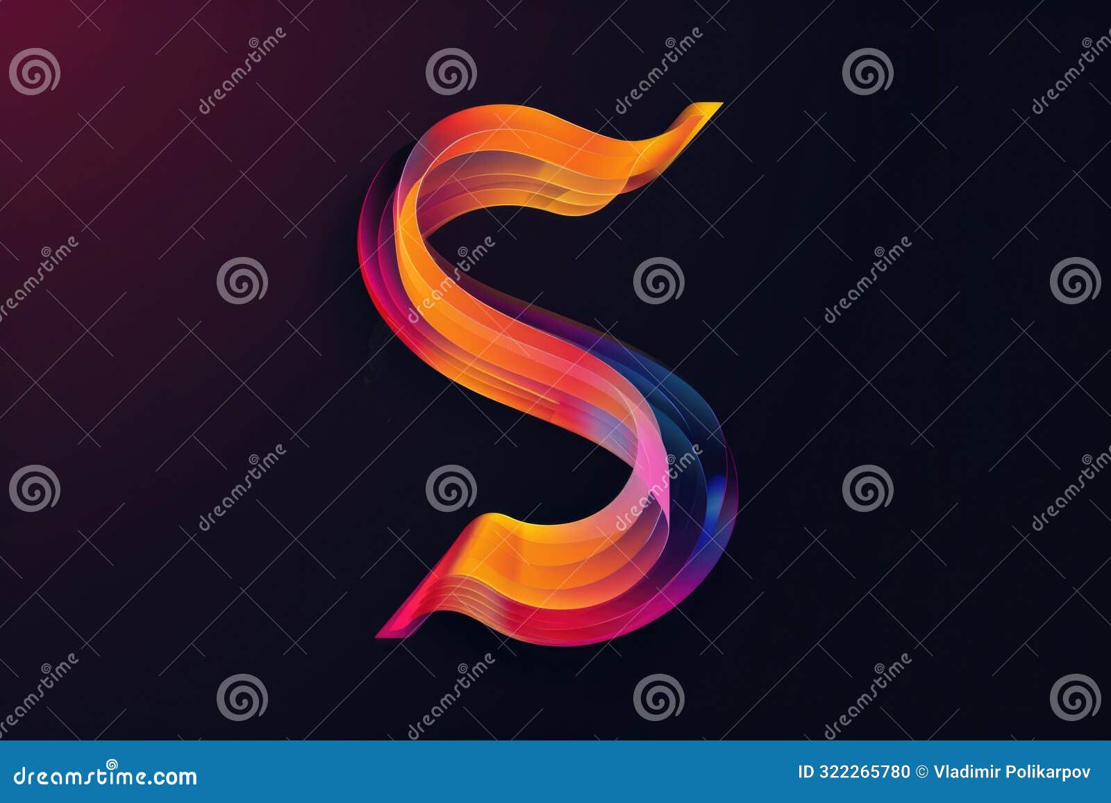 Illustration of a Colorful Letter S on a Black Background Stock ...