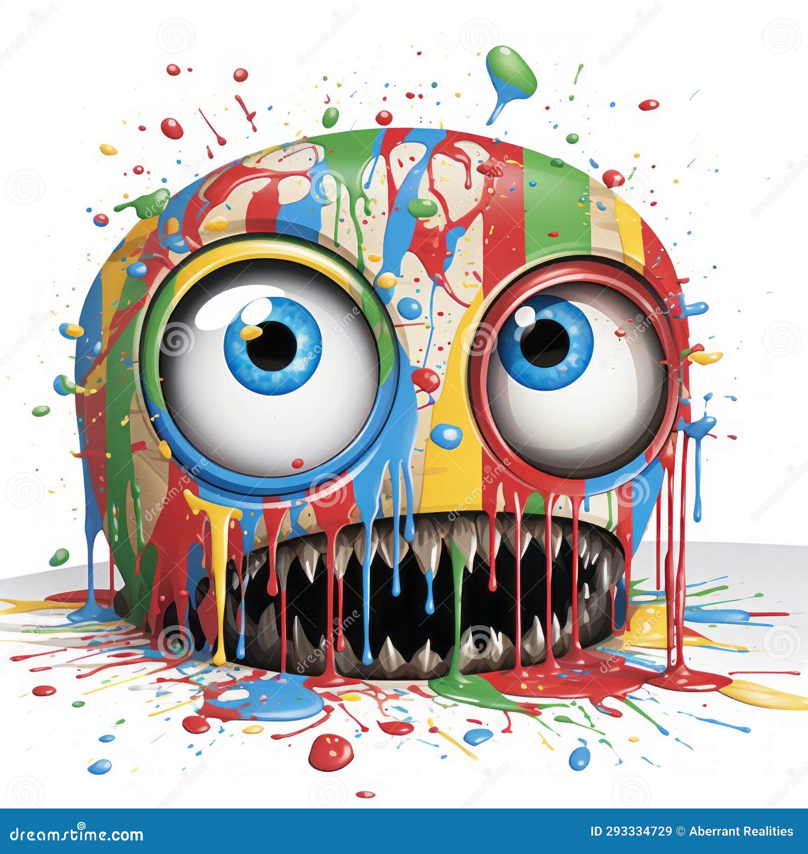 An Illustration of a Colorful Monster with Paint Splattered All Over it ...