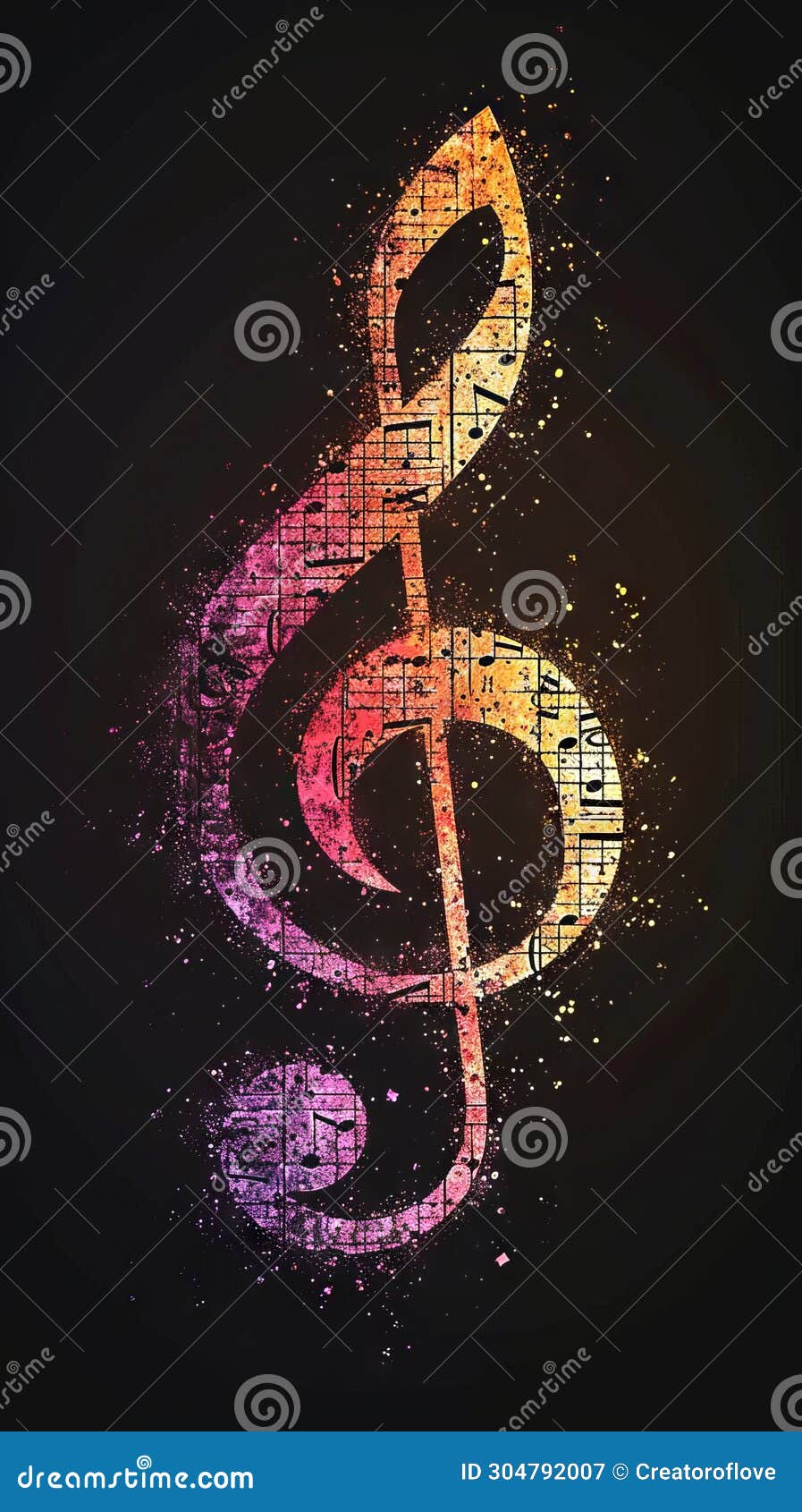 Illustration of Colorful Music Note on Black Background Stock ...