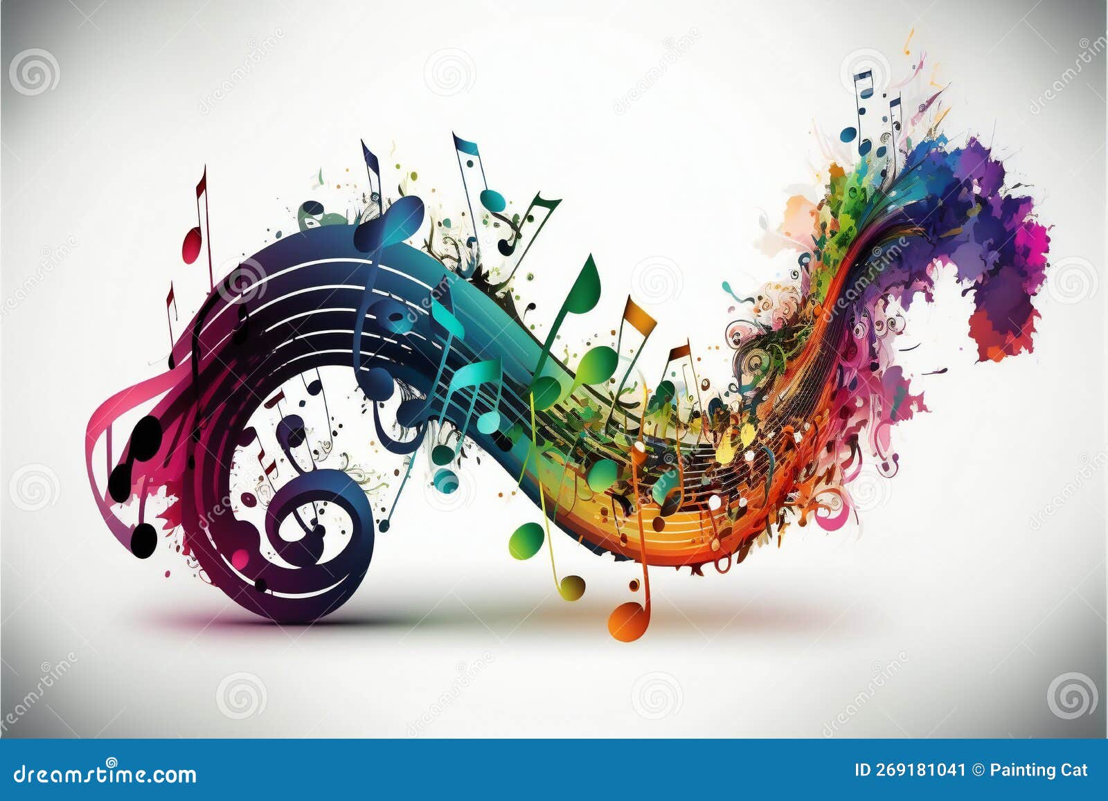 Colorful Music Notes Background Isolated on White, Abstract Background ...
