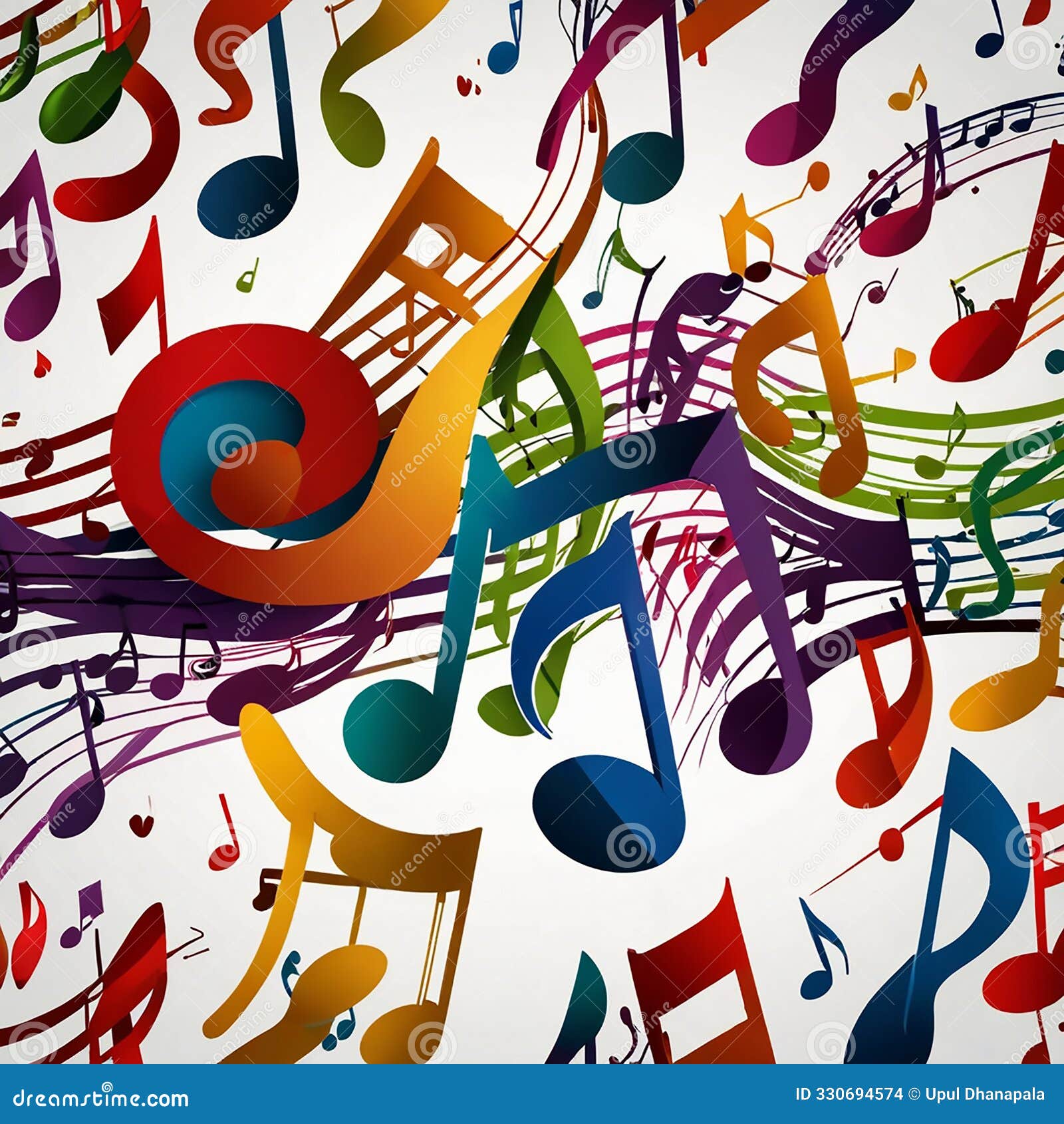 Illustration of Colorful Music Notes on White Background Stock ...